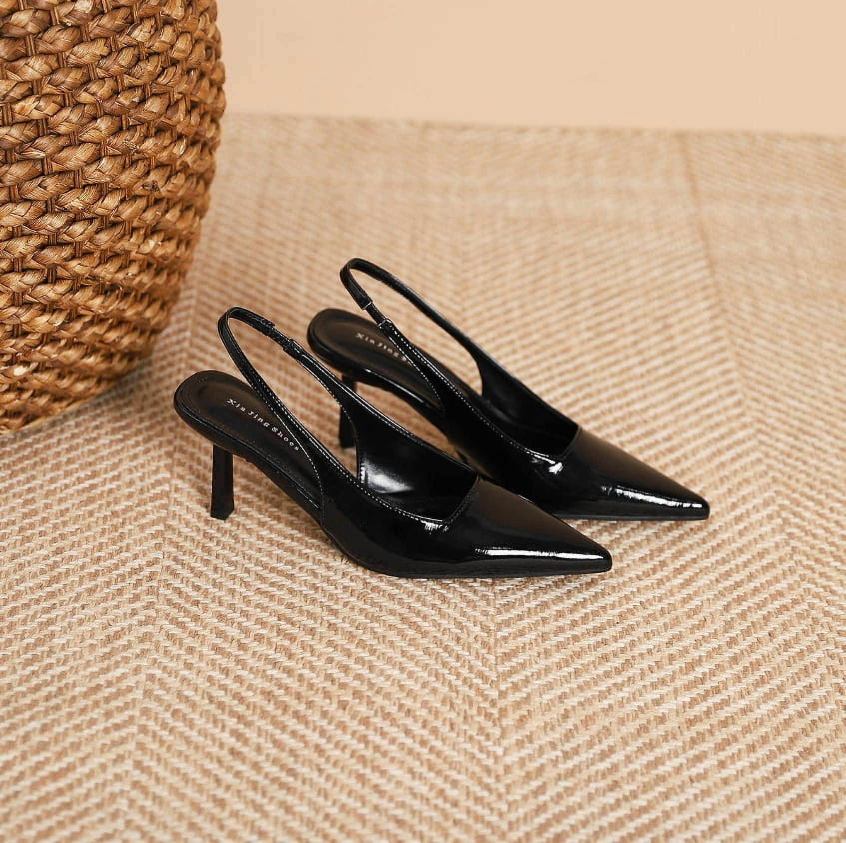 KAQ Women's Slingback Kitten Heel,3 inch Sexy Pointed Closed Toe ...