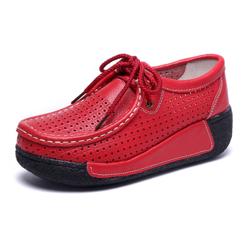 KAQ Women's Toning Rocker Cutout Walking Shoes Platform Slip On Leather ...