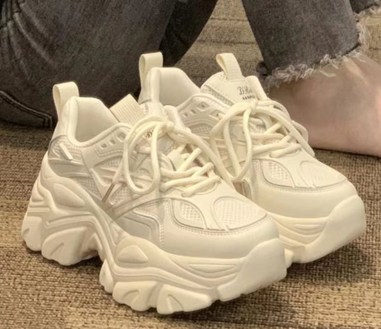 KAQ Womens Chunky Sneakers,Fashion Sneakers for Women,Lace-up Air Mesh ...