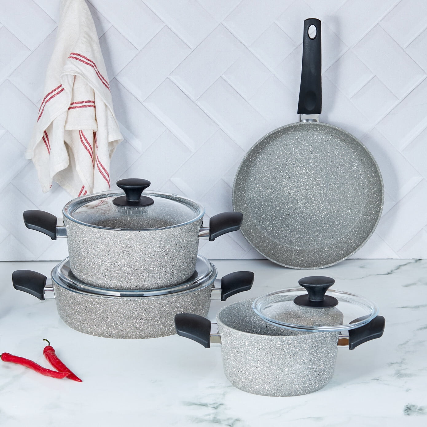 KARACA Biogranit Grey V1 7 Pieces Cookware Set - Walmart.com