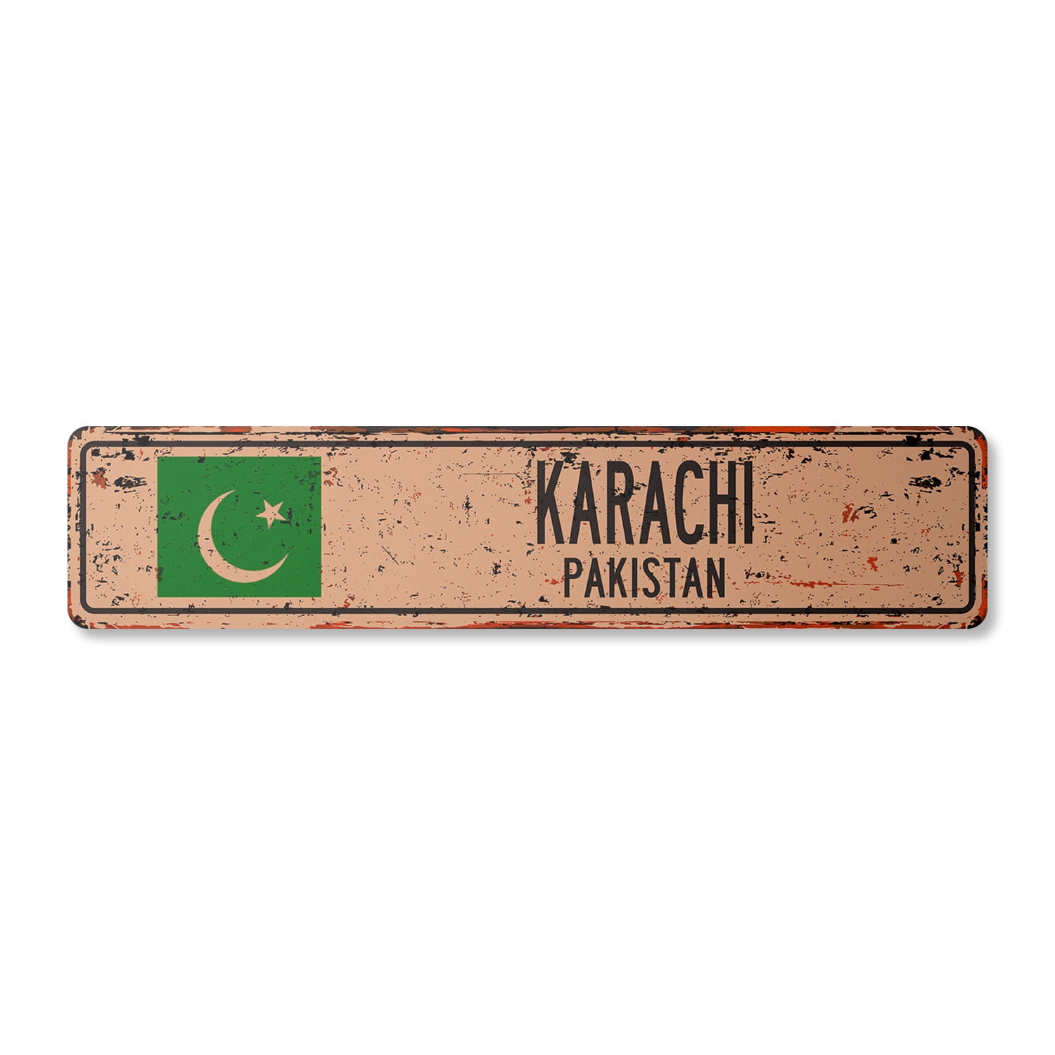 KARACHI PAKISTAN Vintage Aluminum Street Sign Pakistani flag city ...