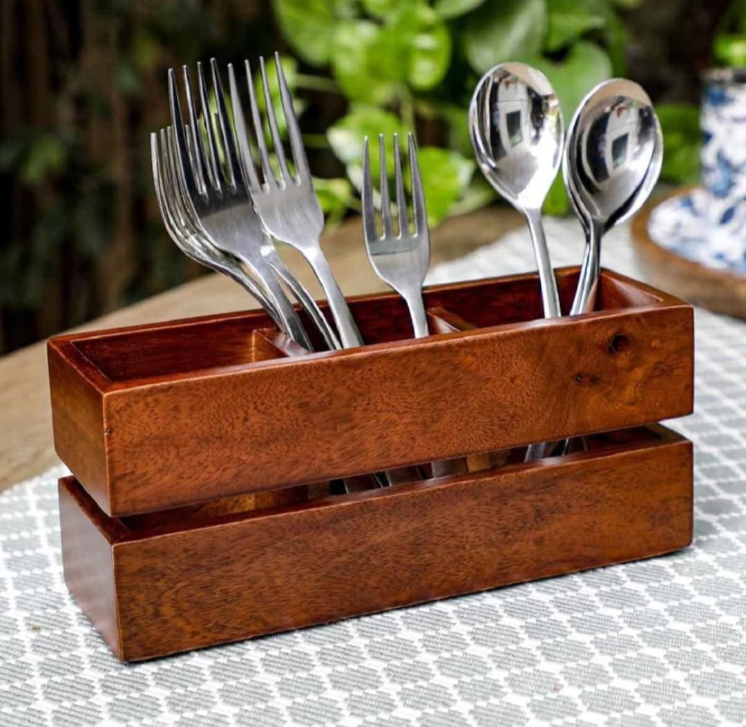 KARAFT WILA Wooden Multipurpose Cutlery Holder Wooden kitchen Spoon ...