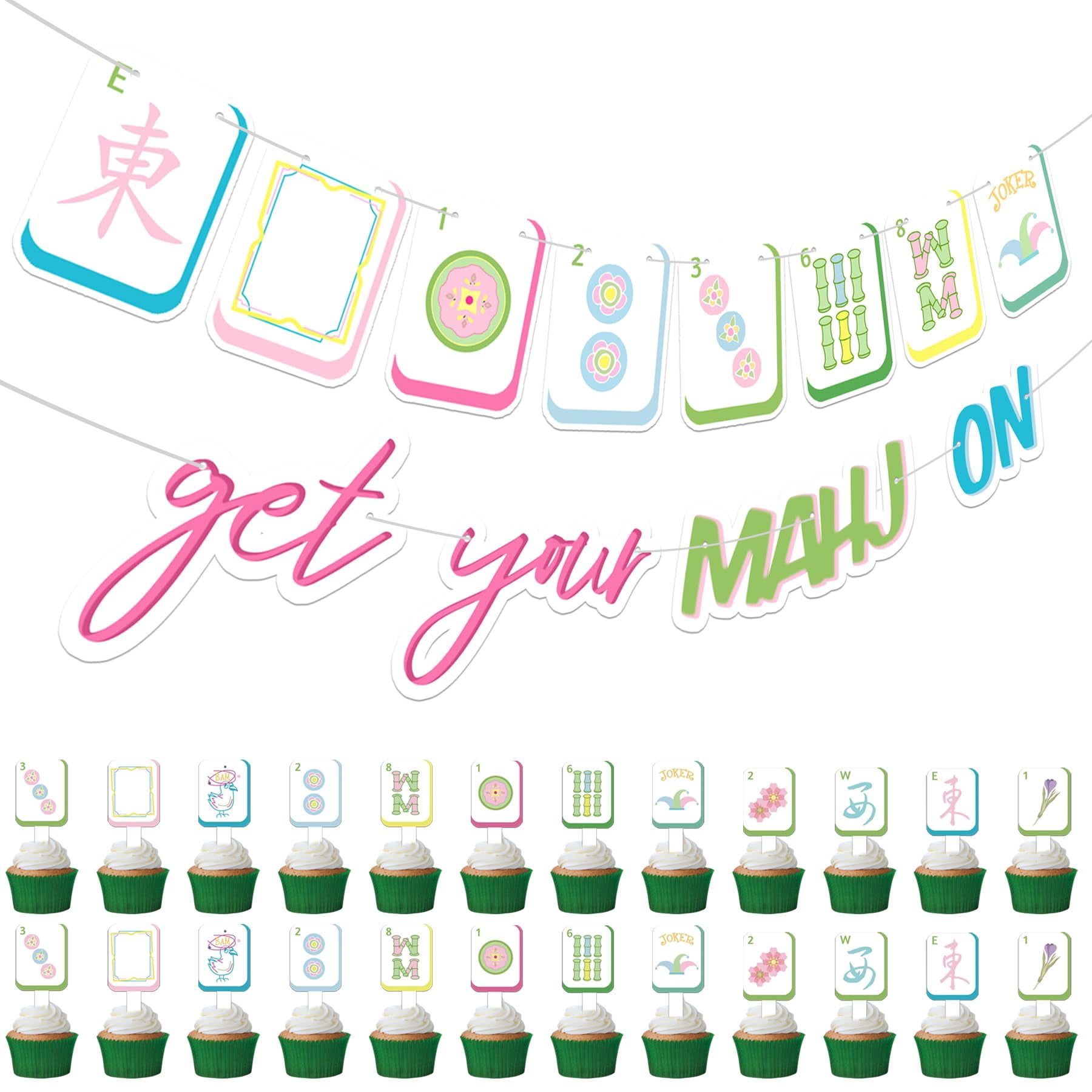 KARAQY Mahjong-Themed Party Decoration SAF21 Set, Mahjong Party Banner ...