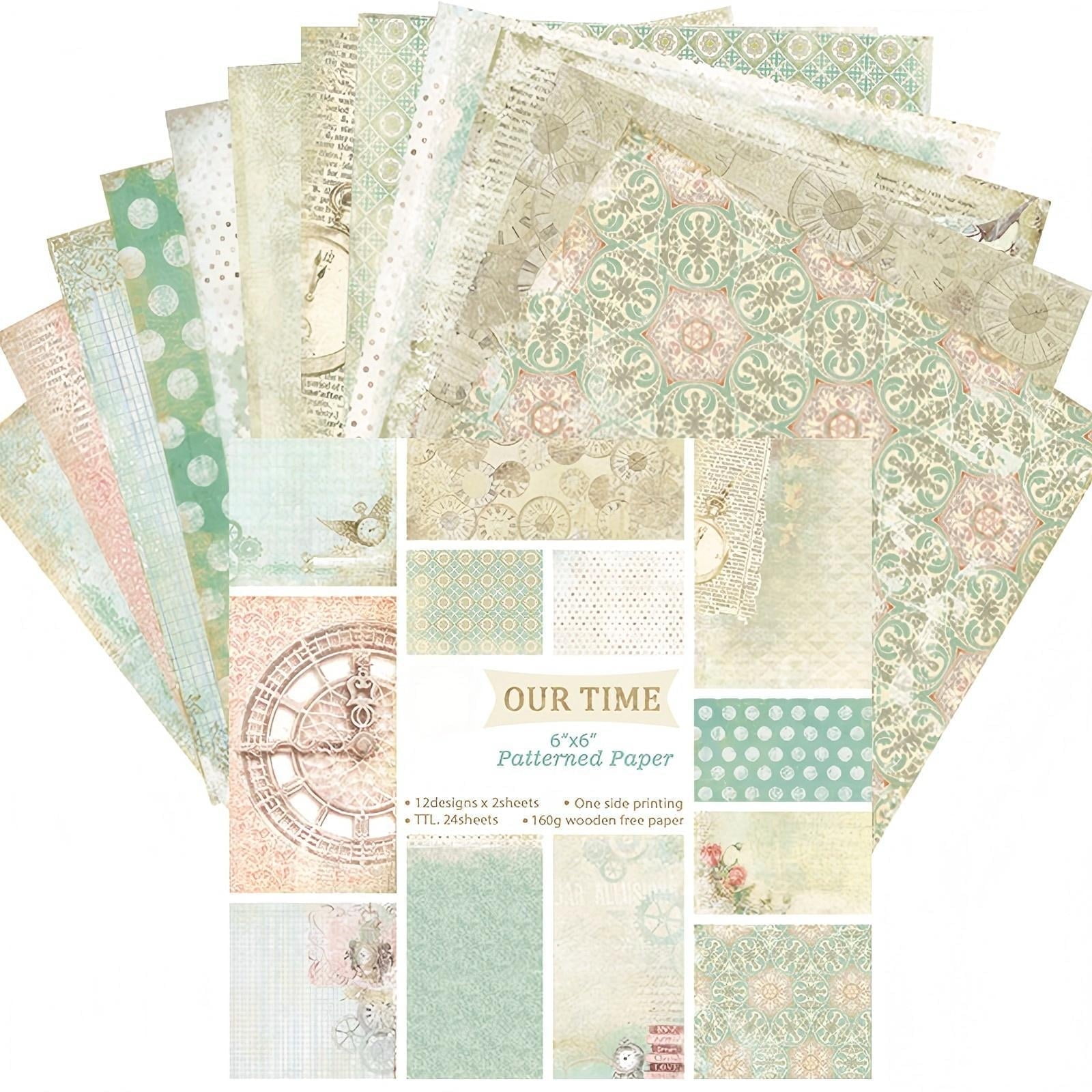 KARDLURY Scrapbook Paper, 48 Sheets Vintage Craft Paper Pad, 6'' x 6 ...