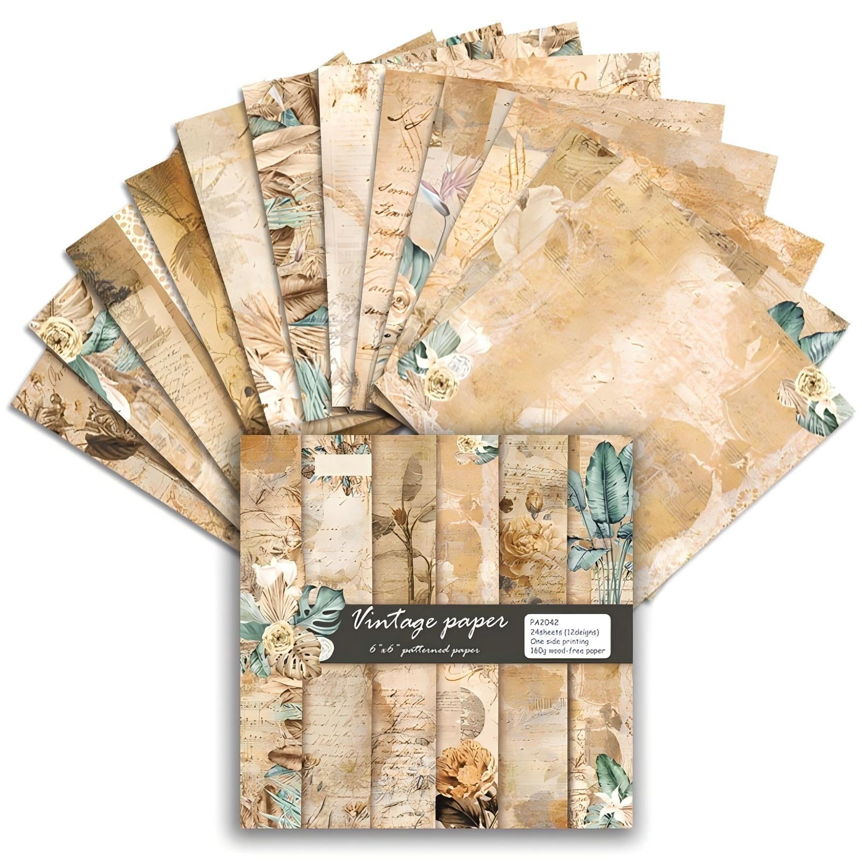 KARDLURY Scrapbook Paper, 48 Sheets Vintage Craft Paper Pad, 6'' x 6 ...