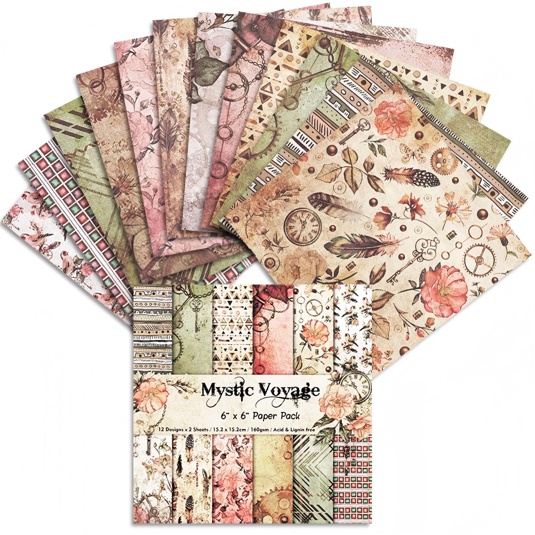 KARDLURY Scrapbooking Cardstock Vintage Paper Pack, 48 Sheets 6'' x 6 ...
