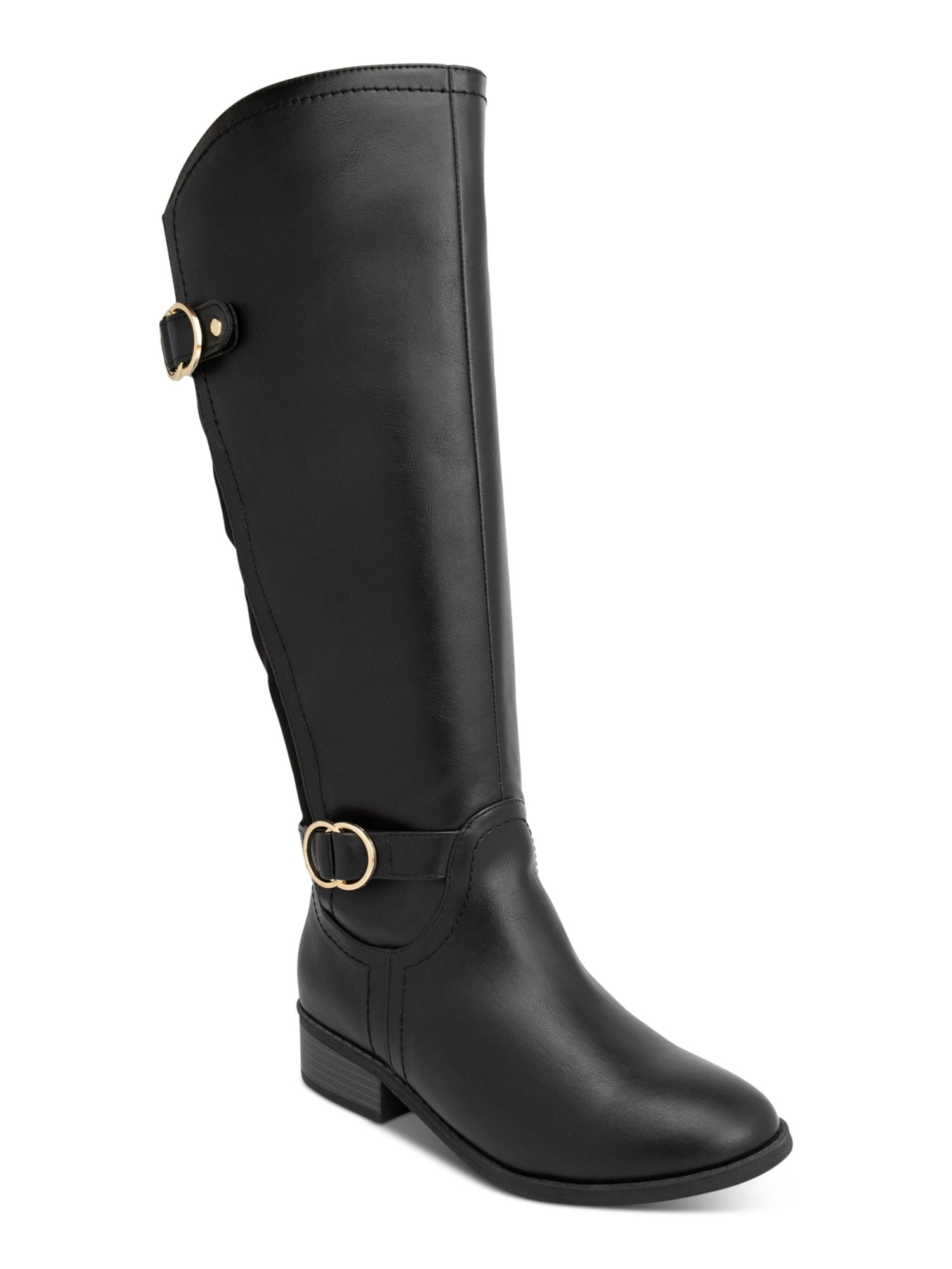 KAREN SCOTT Womens 12 M Black Riding Boot with Buckle, Wide Calf ...