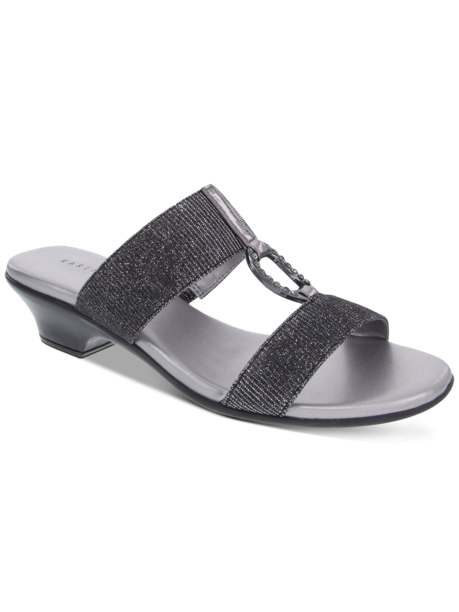 KAREN SCOTT Womens Black Ring Hardware Studded Metallic Eanna Round Toe ...