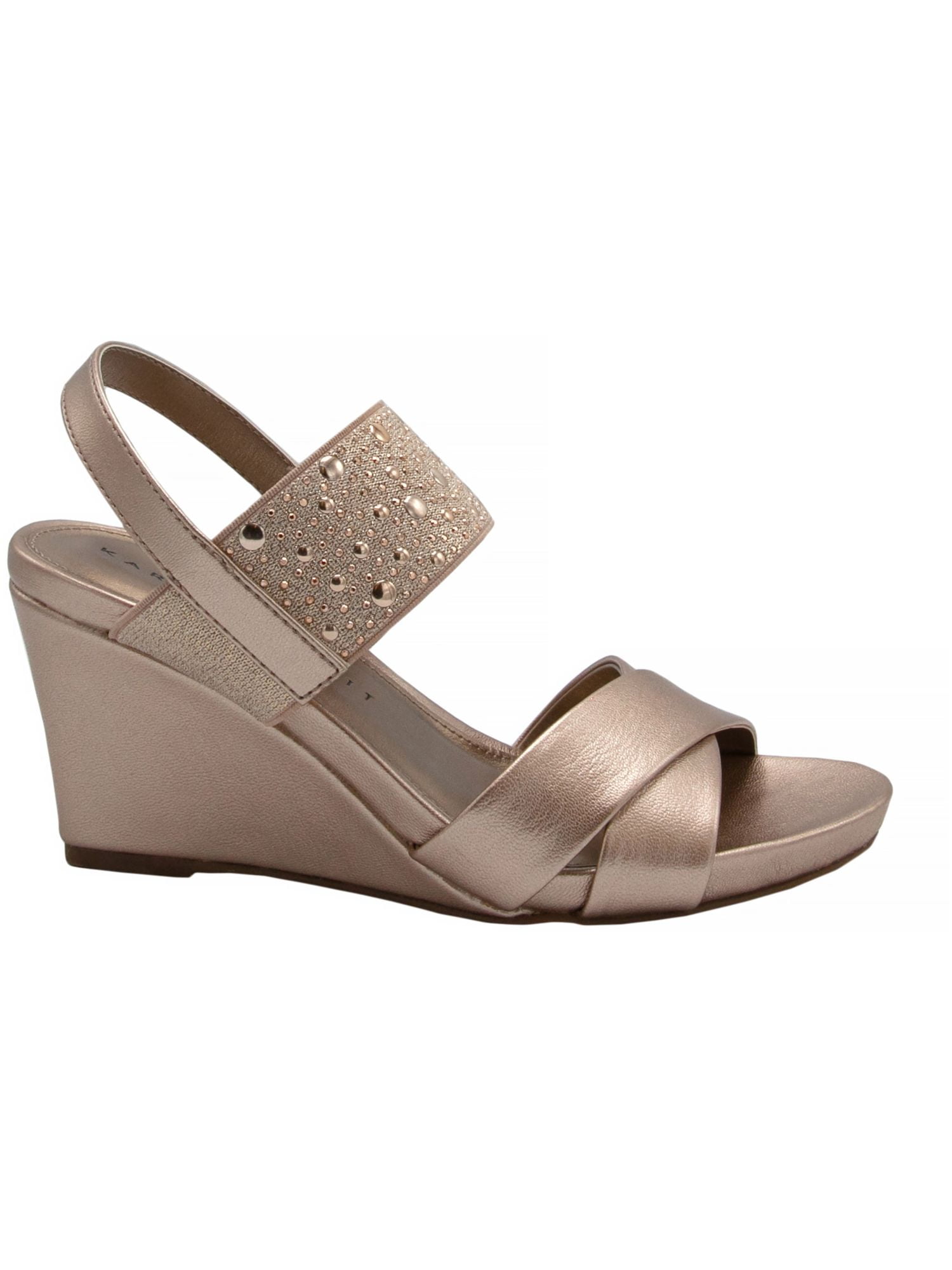 KAREN SCOTT Womens Gold Rhinestone Cushioned Parrisa Round Toe Wedge ...