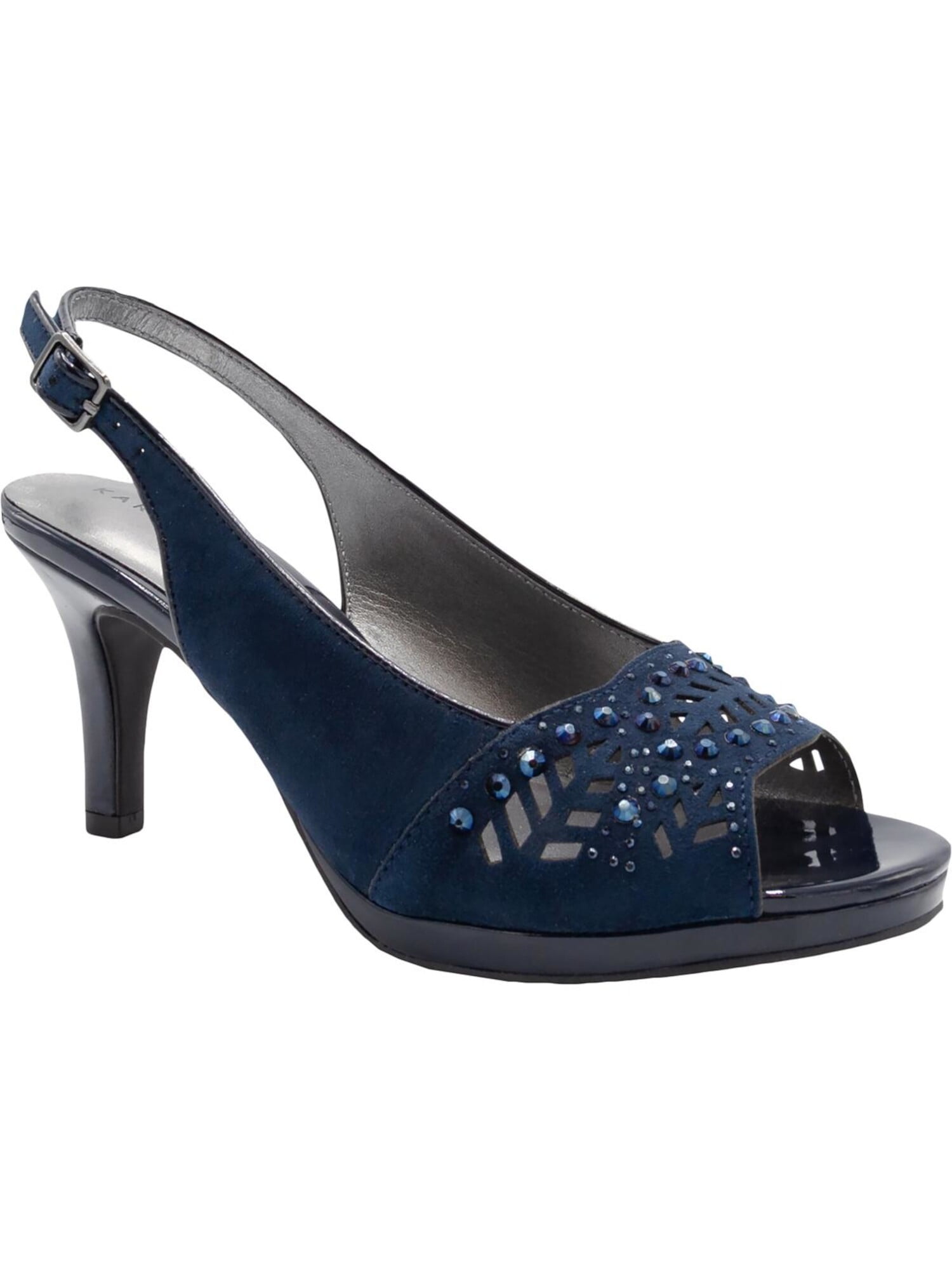 KAREN SCOTT Womens Navy Adjustable Pumps Padded Rhinestone Perforated ...