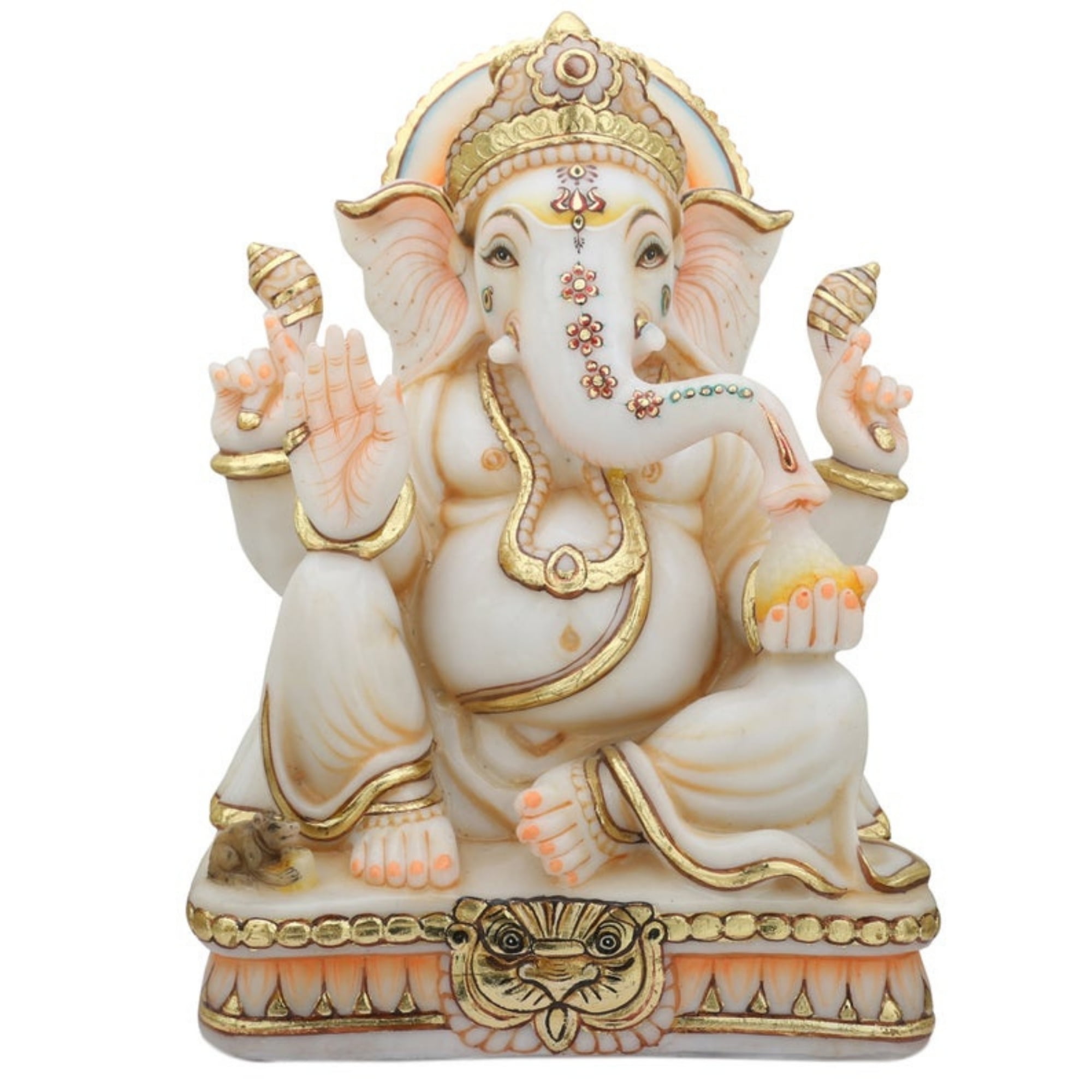 KARIGAROFFICIAL Ganesha Murti Statue 12 inches Gold Leaf Work Ganpati ...