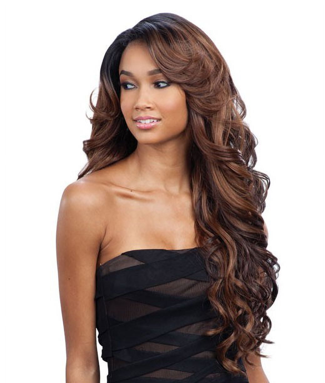KARISSA (4 Medium Brown) - Freetress Equal Deep Invisible 'L' Part Synthetic Lace Front Wig ...