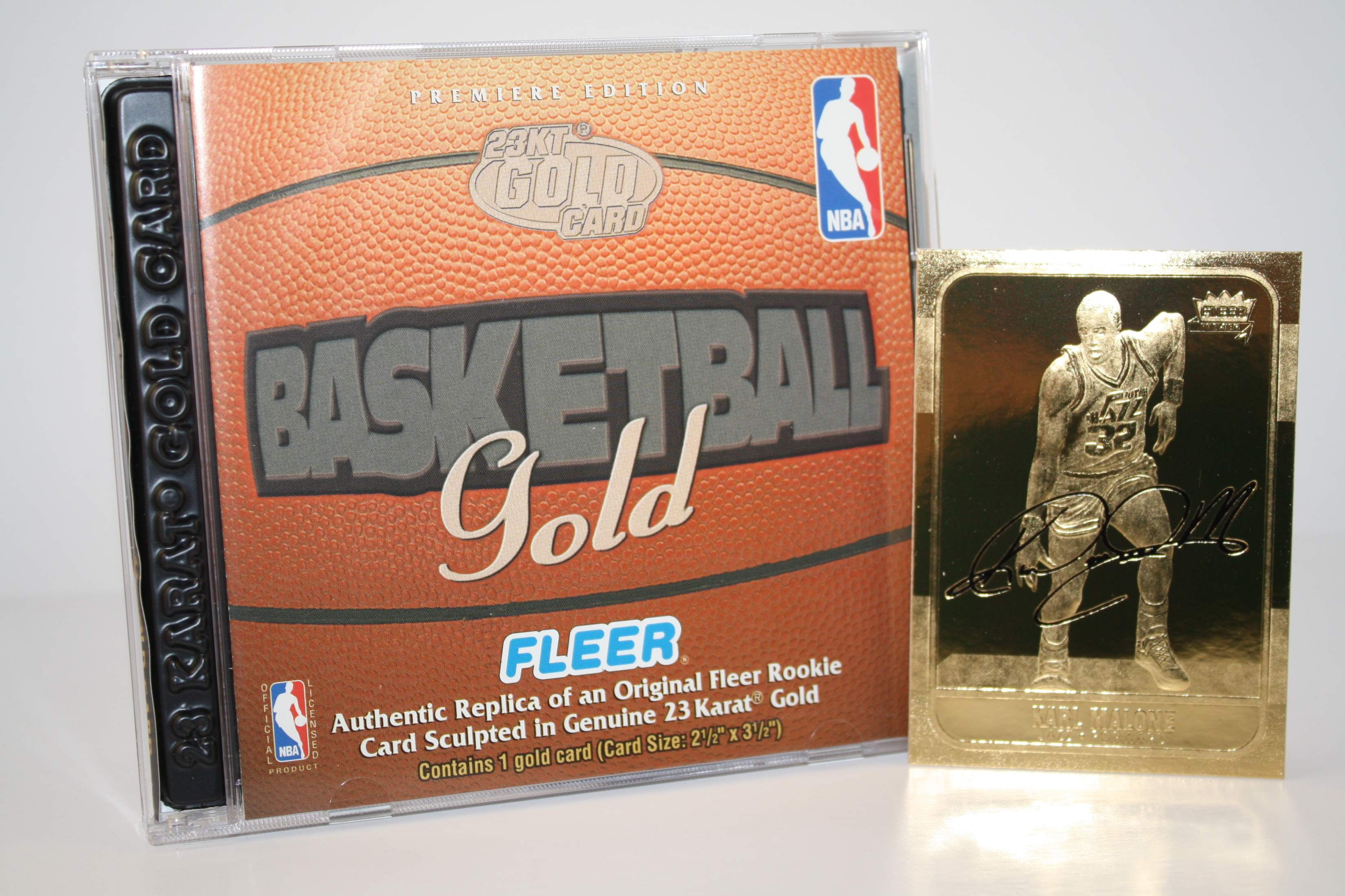 KARL MALONE 1986-87 Fleer ROOKIE 23KT Gold Card BLACK SIGNATURE INSERT ...