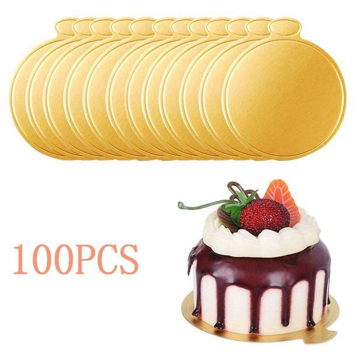 KARLSITEK 100pcs/Set Mousse Cake Boards Gold Paper Cupcake Dessert ...