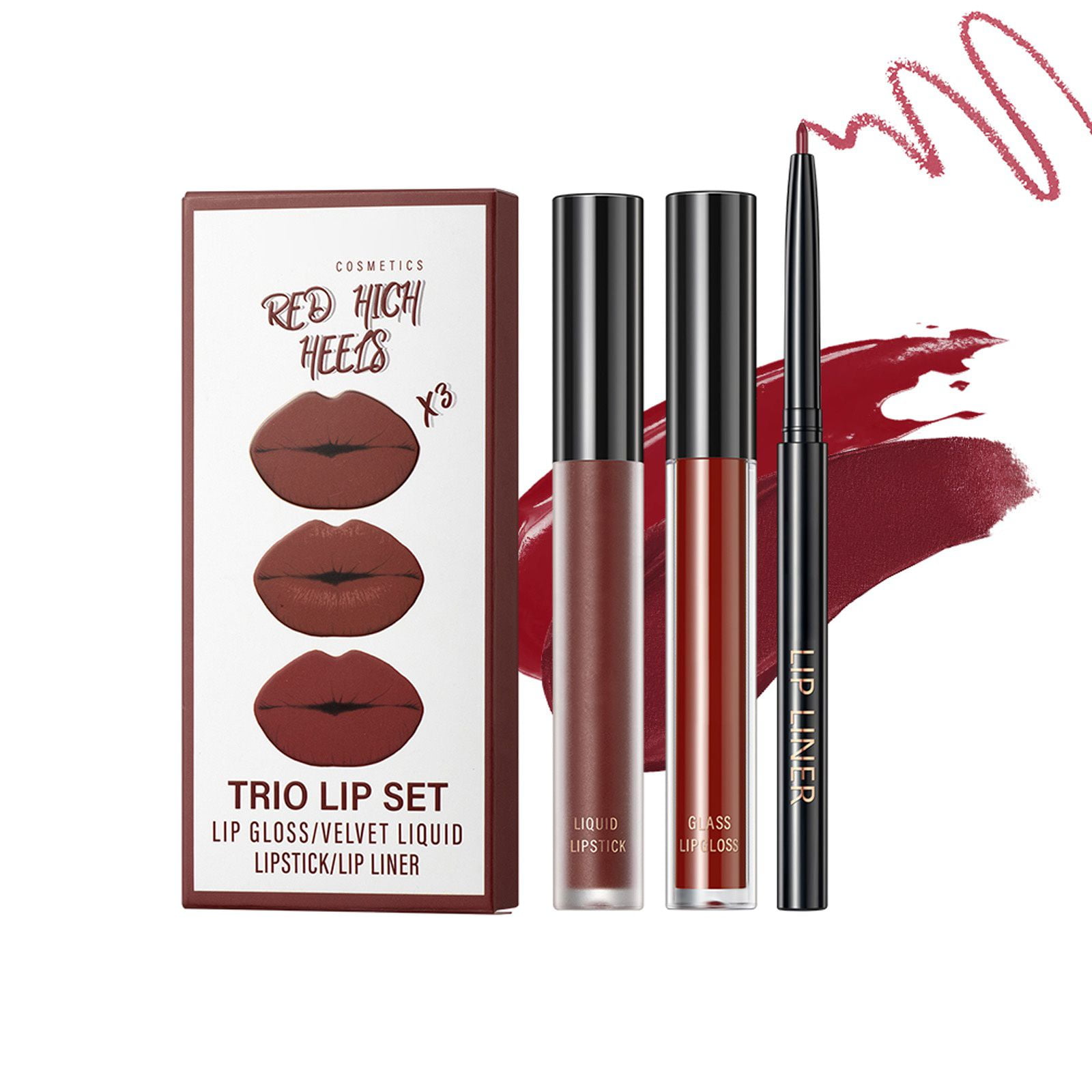 KARLSITEK 3Pcs/Set Velvet Liquid Lipstick/Lip Gloss/Lip Liner, Lips ...