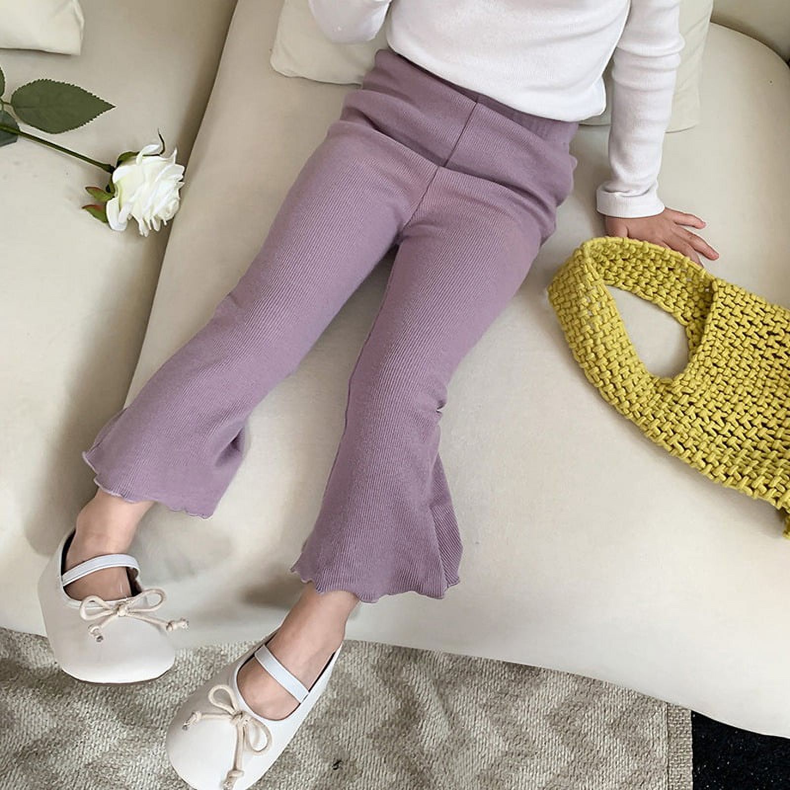 KARLSITEK Fall Toddler Girl's Solid Flare Pants Cotton Bell Bottoms ...