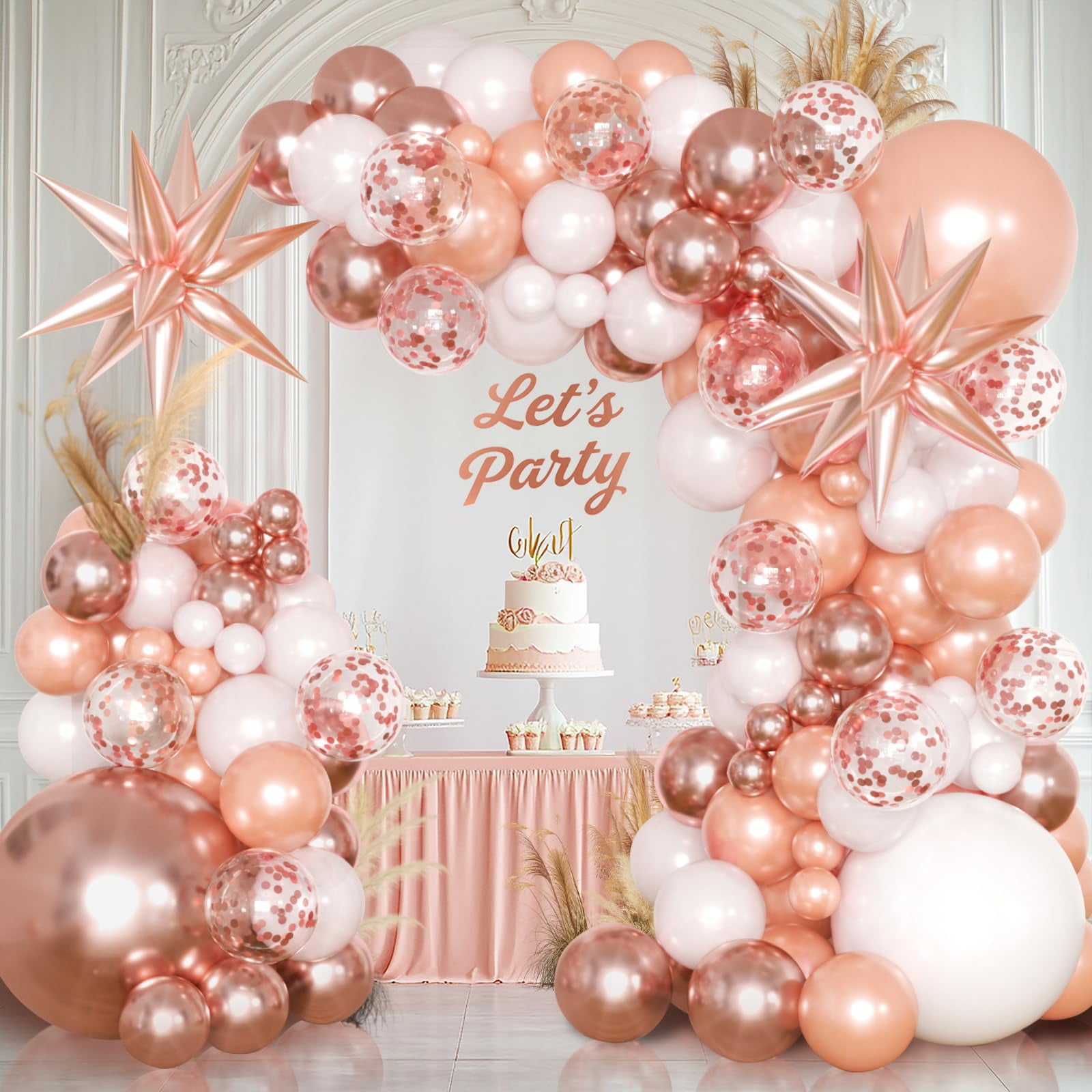 KARLURE Gold Balloons Garland Arch KKS1 Kit,144pcs Metallic Gold White ...