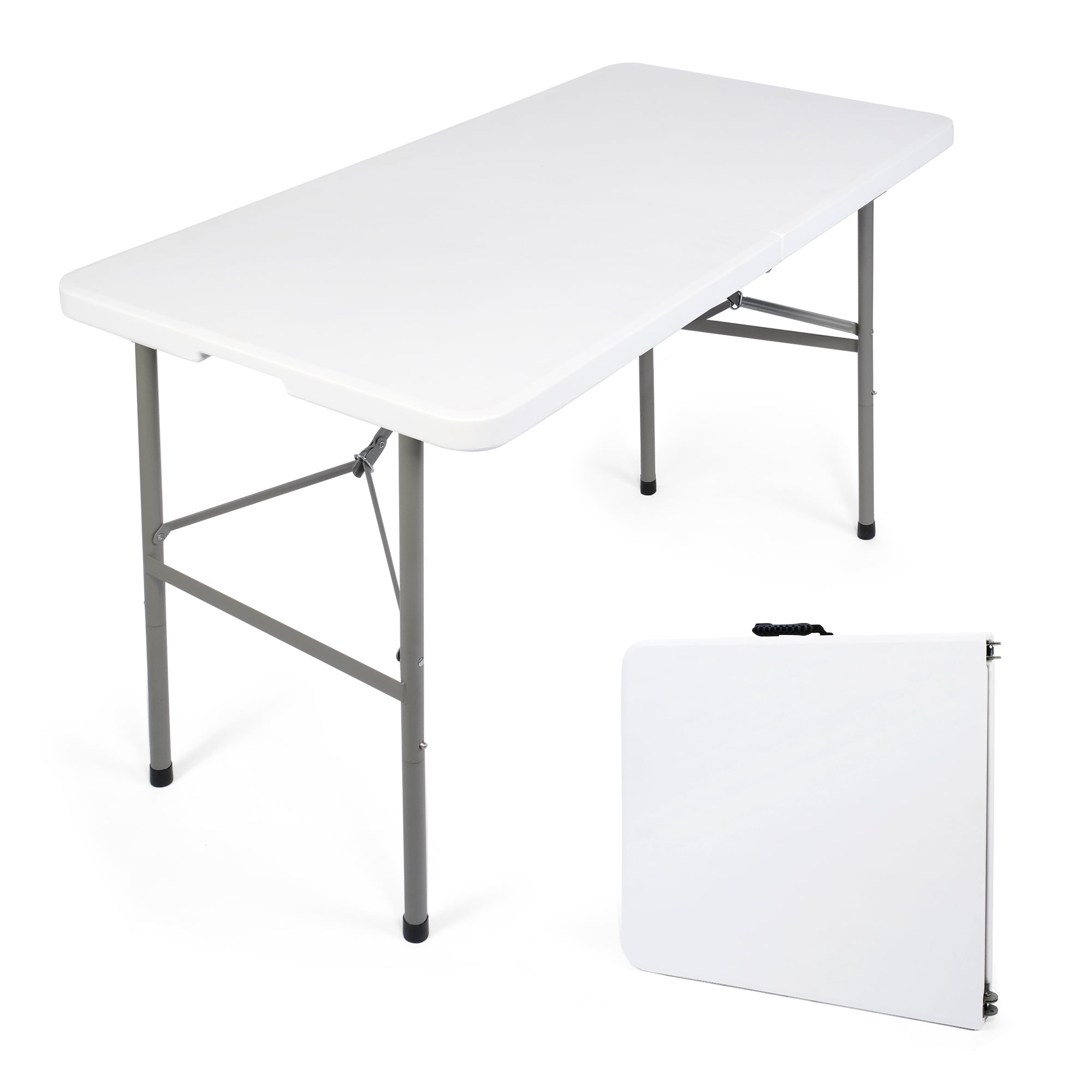 KARMAS PRODUCT 4FT Fold-in-Half Camping Table 48'' White Portable ...