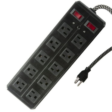 Prime PB800012 12 Outlet 4' Black Metal Power Strip W/6' Cord - Walmart.com