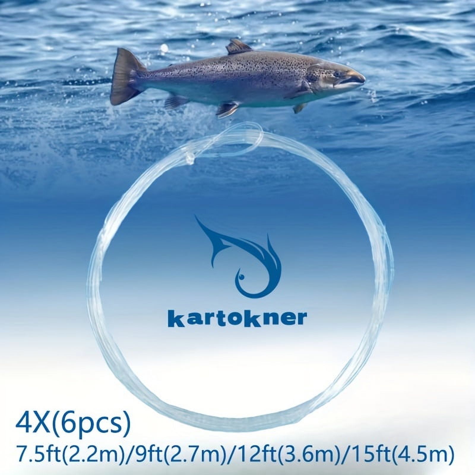KARTOKNER 7.5ft/9ft/12ft/15ft(6pcs) Fly Fishing Tapered Leader Line ...
