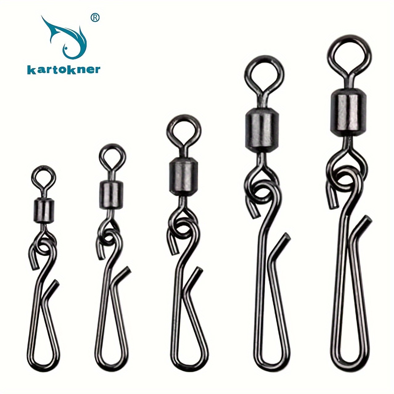 KARTOKNER Rolling Swivel with Fast Clips,Lure,50pcs/pack Stainless ...
