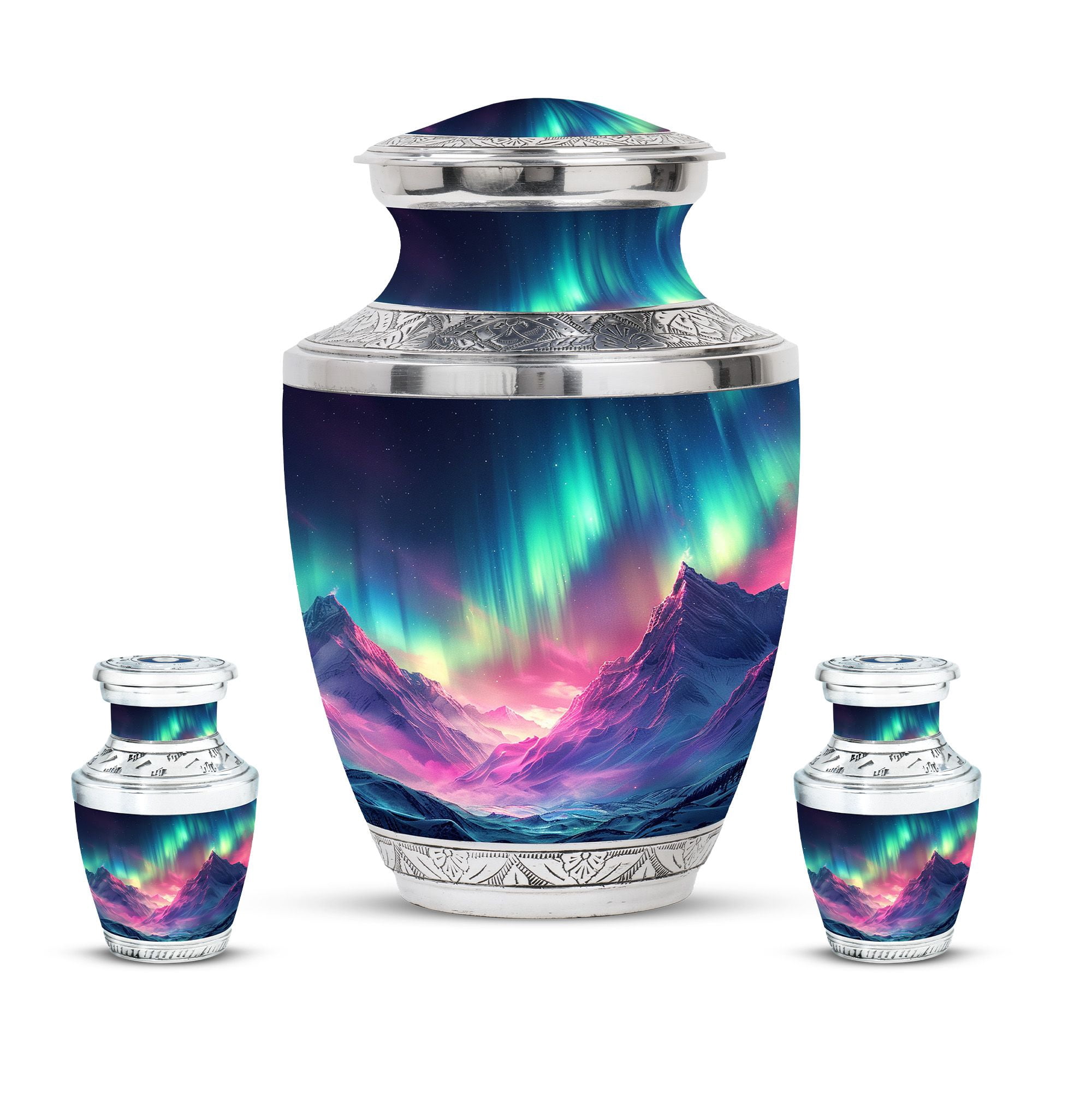KARYLIZ Aurora Borealis Funeral Ashes Urn - Large Urn for Ashes Adult ...