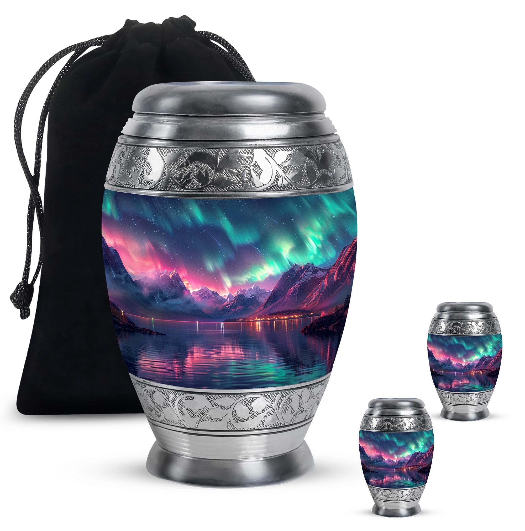 KARYLIZ Aurora Borealis Urn - Decorative Urn For Ashes Adult Female ...