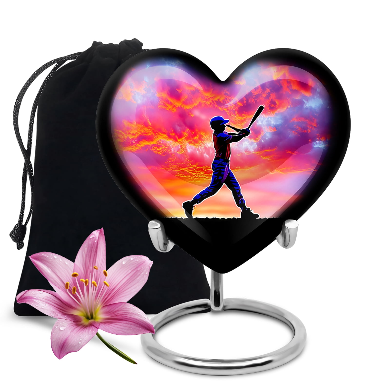 KARYLIZ Baseball Cremation Urns For Human Ashes - Purple Heart Shaped ...