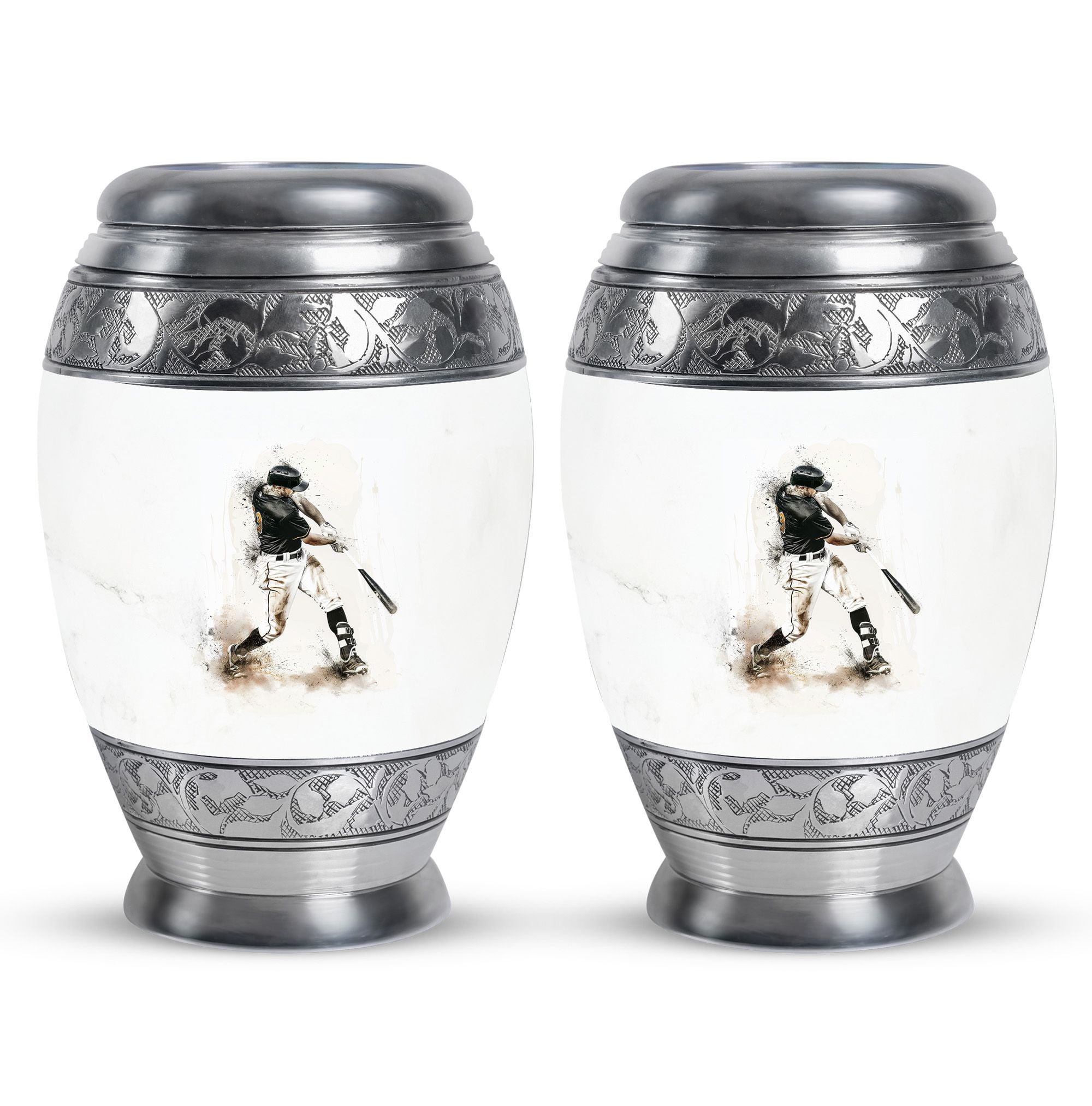 KARYLIZ Baseball Player Cremation Urn - White Urn - Funeral Urns For ...