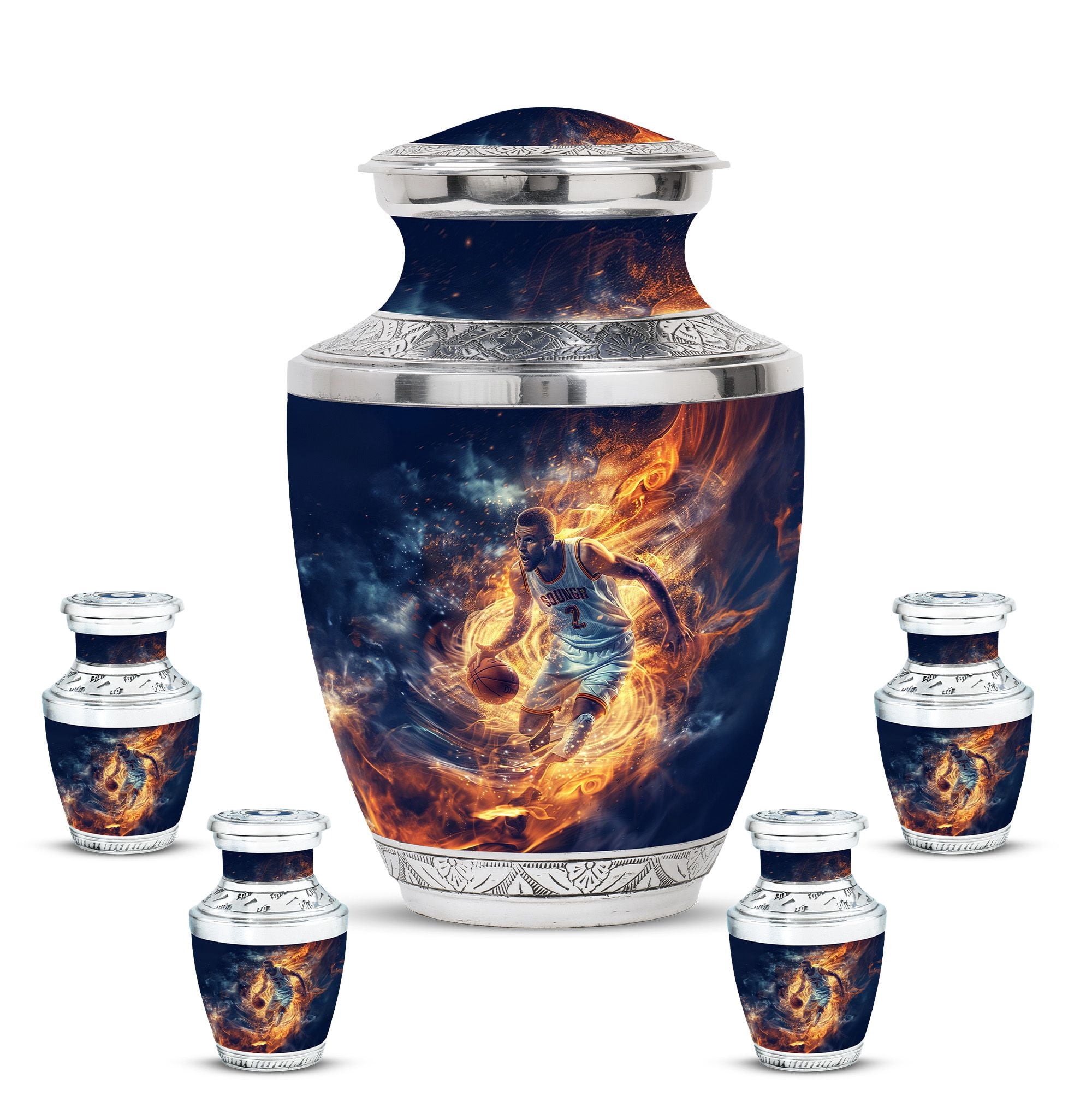 KARYLIZ Basketball Themed Urn - Blue Cremation Urns for Human Ashes ...