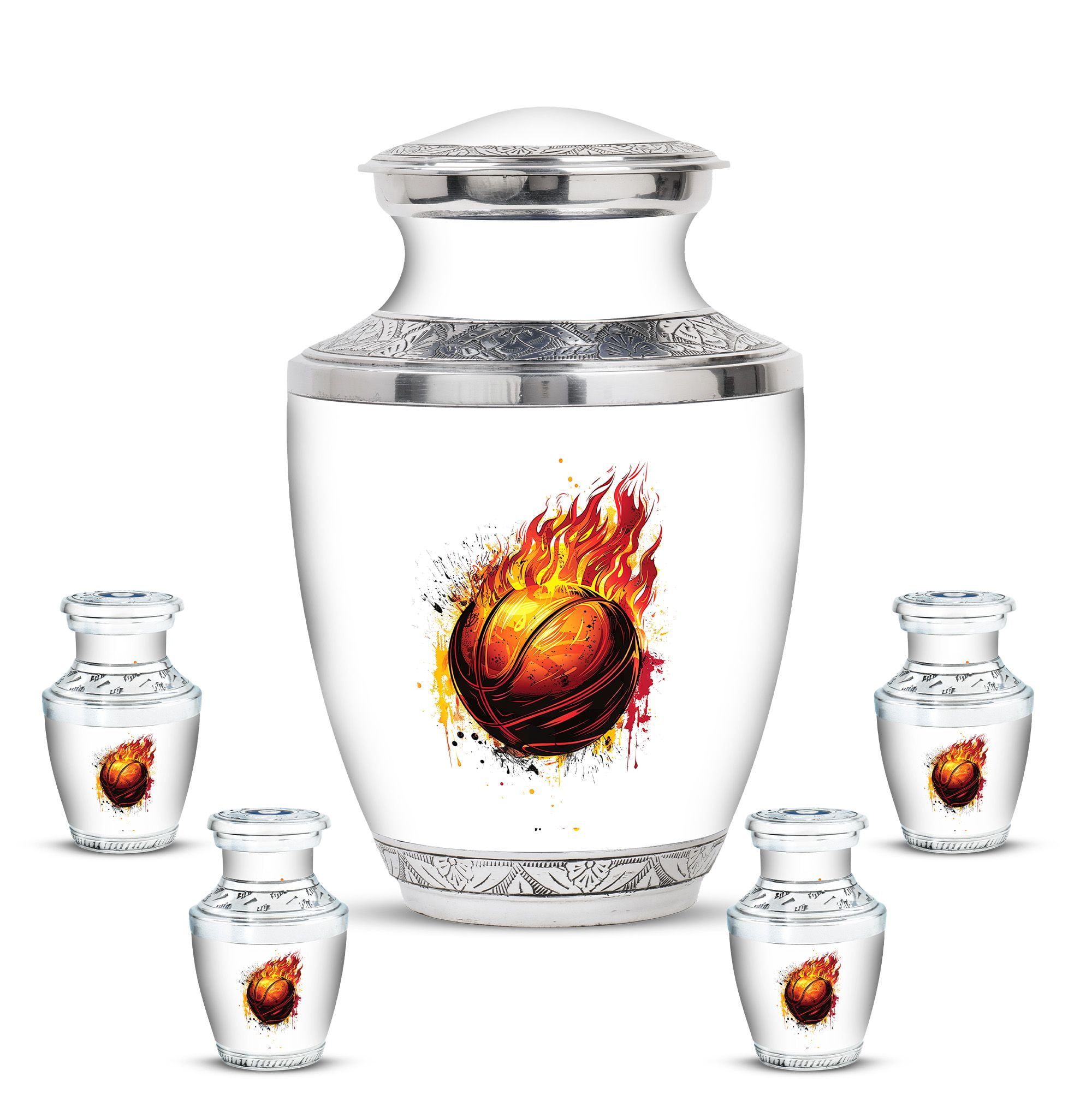 KARYLIZ Basketball Urns - Small Urns For Human Ashes Keepsake - White Urn for Ashes Adult Male ...