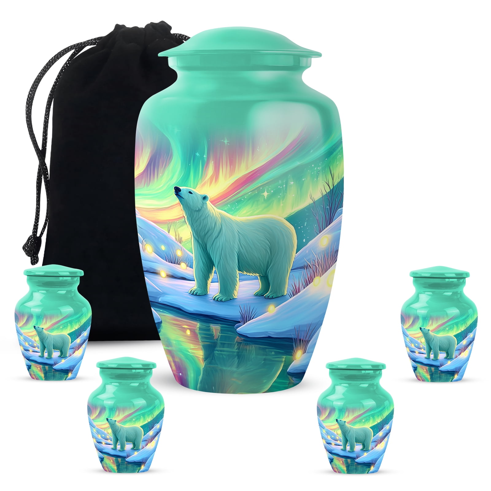 KARYLIZ Bear Funeral and Memorial Urns for Human Ashes, Green Keepsake ...