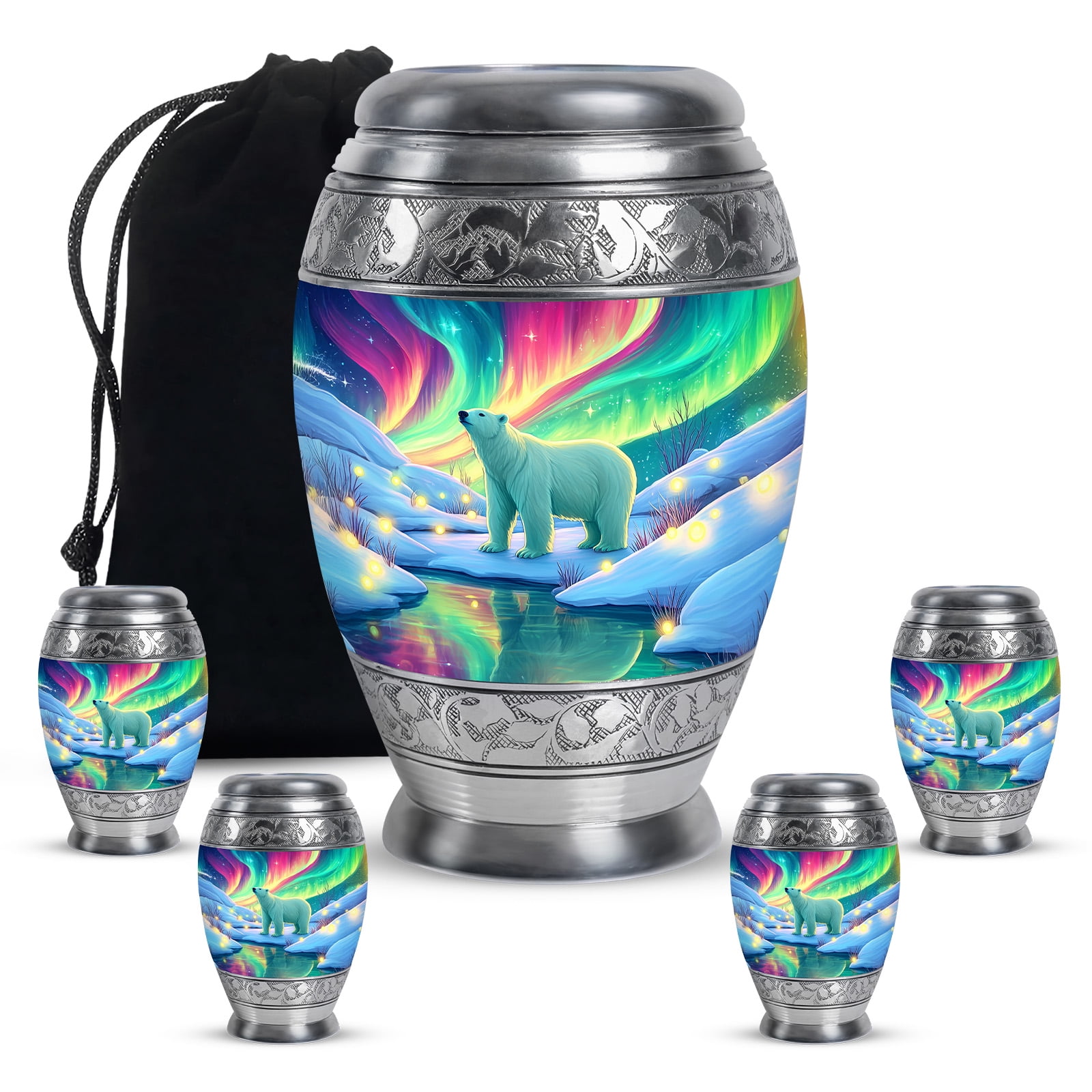 KARYLIZ Bear Memorial Urns for Human Ashes, Green Small Urns For Human ...