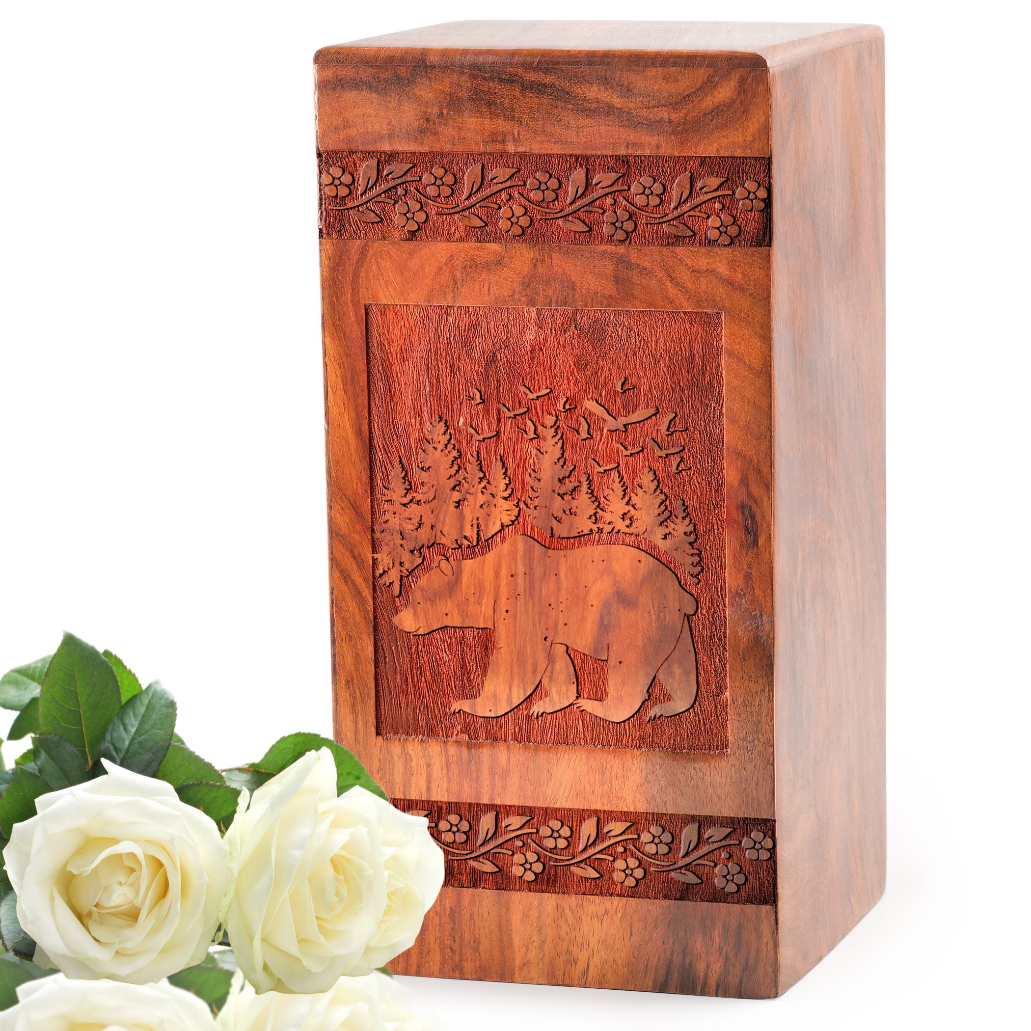 KARYLIZ Bear Urn For Ashes - Urn For Ashes Adult Male - Crafted Wooden ...