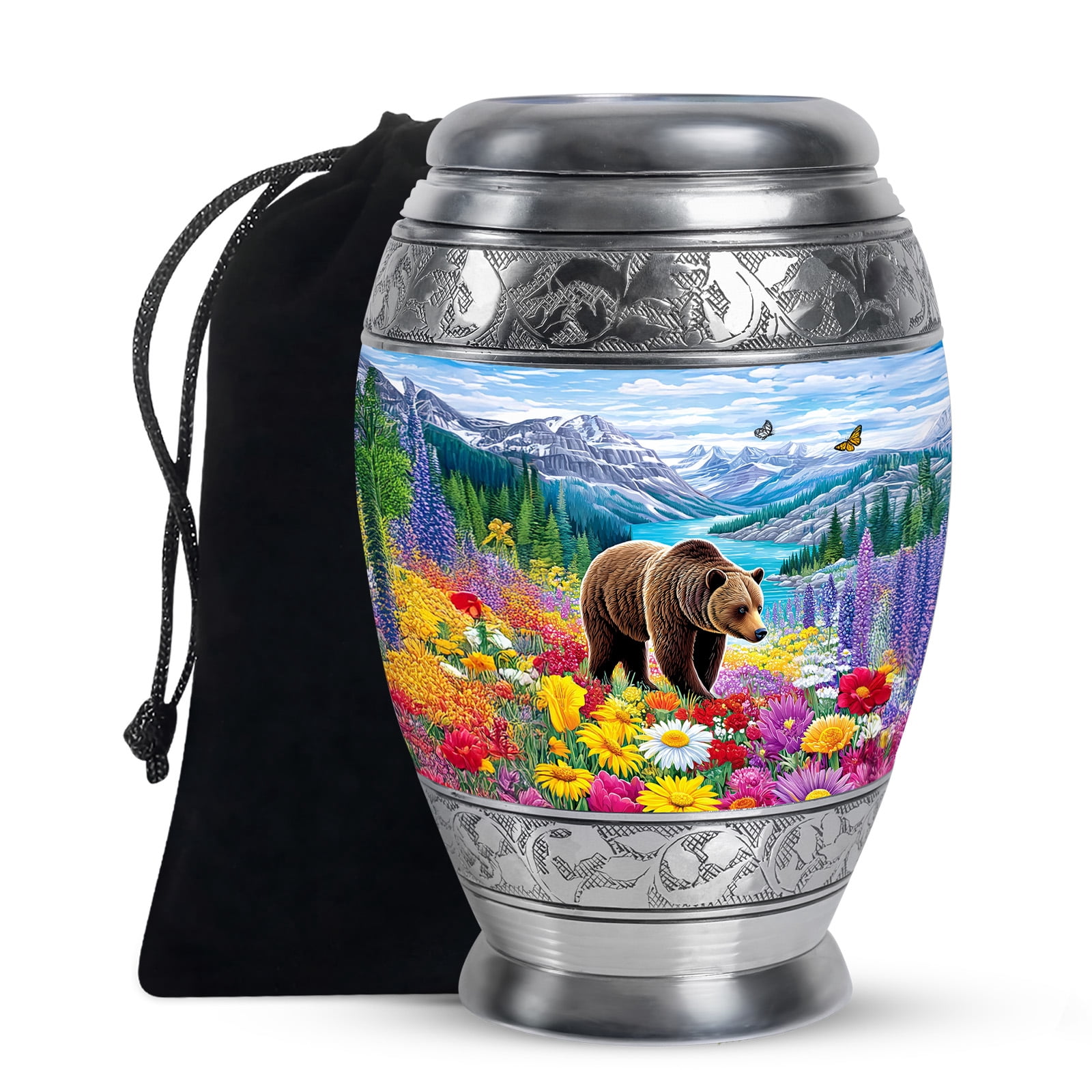 KARYLIZ Bear Urns For Ashes, Mutlicolor Flowers Small Urns for Human ...