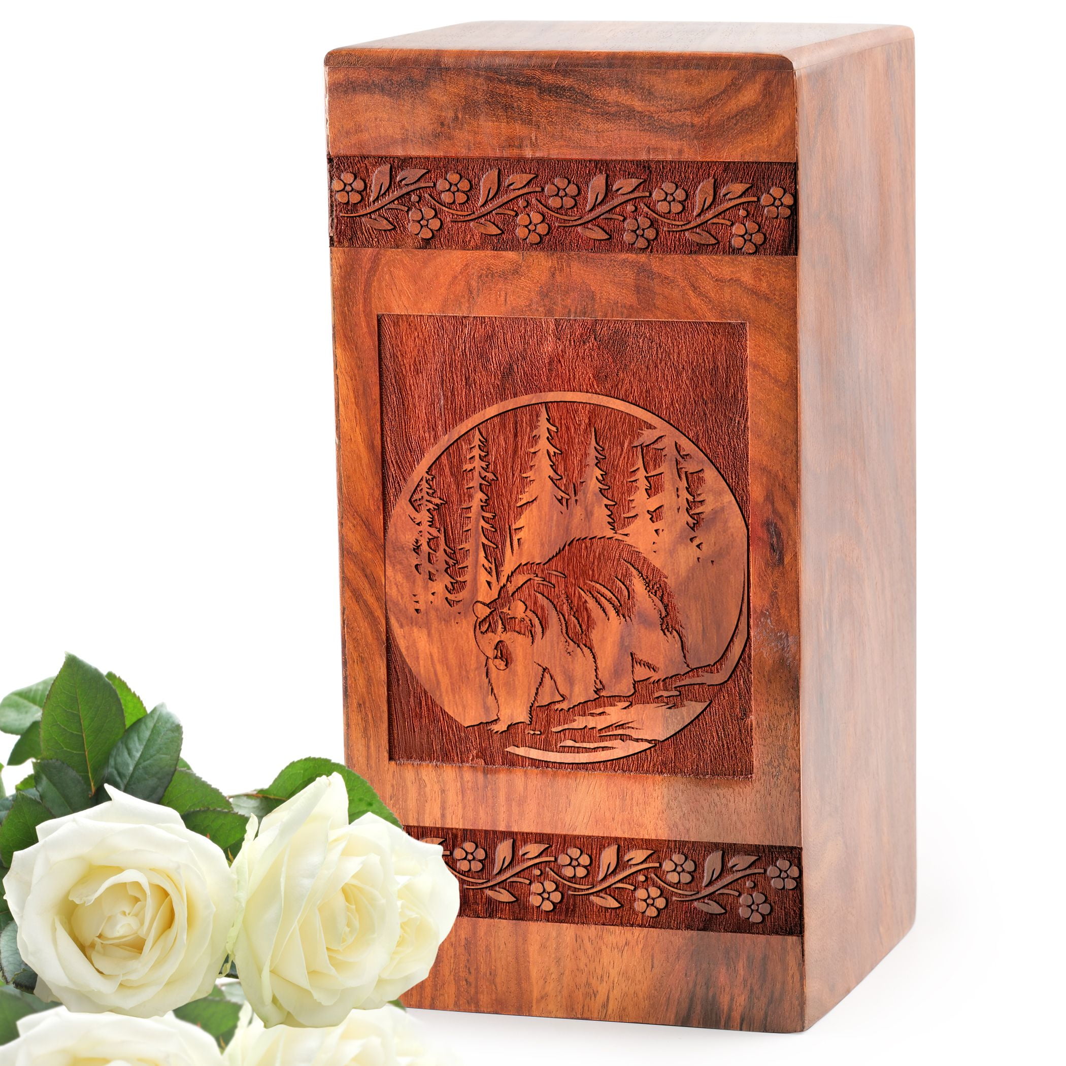 KARYLIZ Bear Wooden Urn - Cremation Urns For Adult Ashes Men - Classic ...