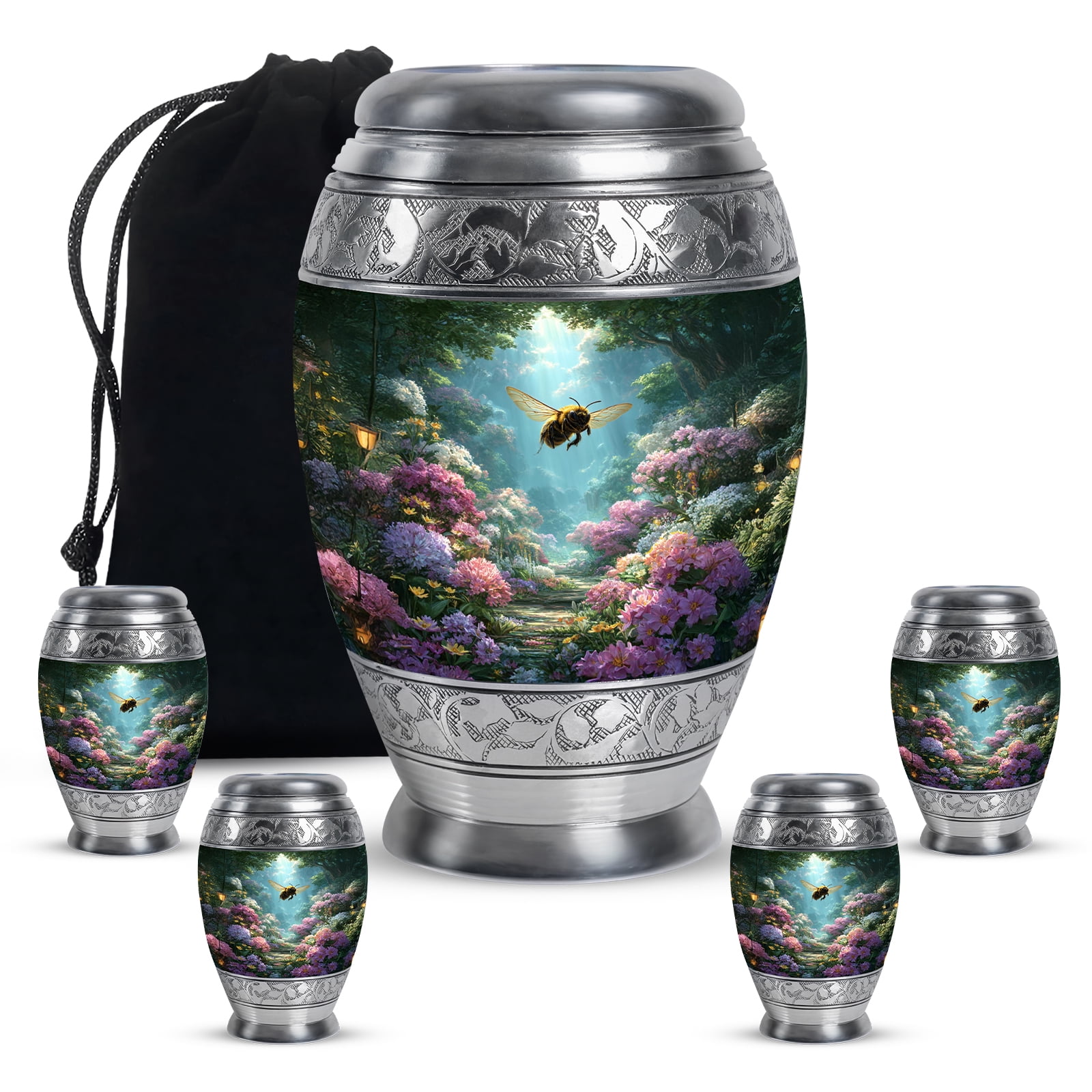 KARYLIZ Bee Cremation Keepsake Urn For Ashes Adult Male - Pink Flowers ...