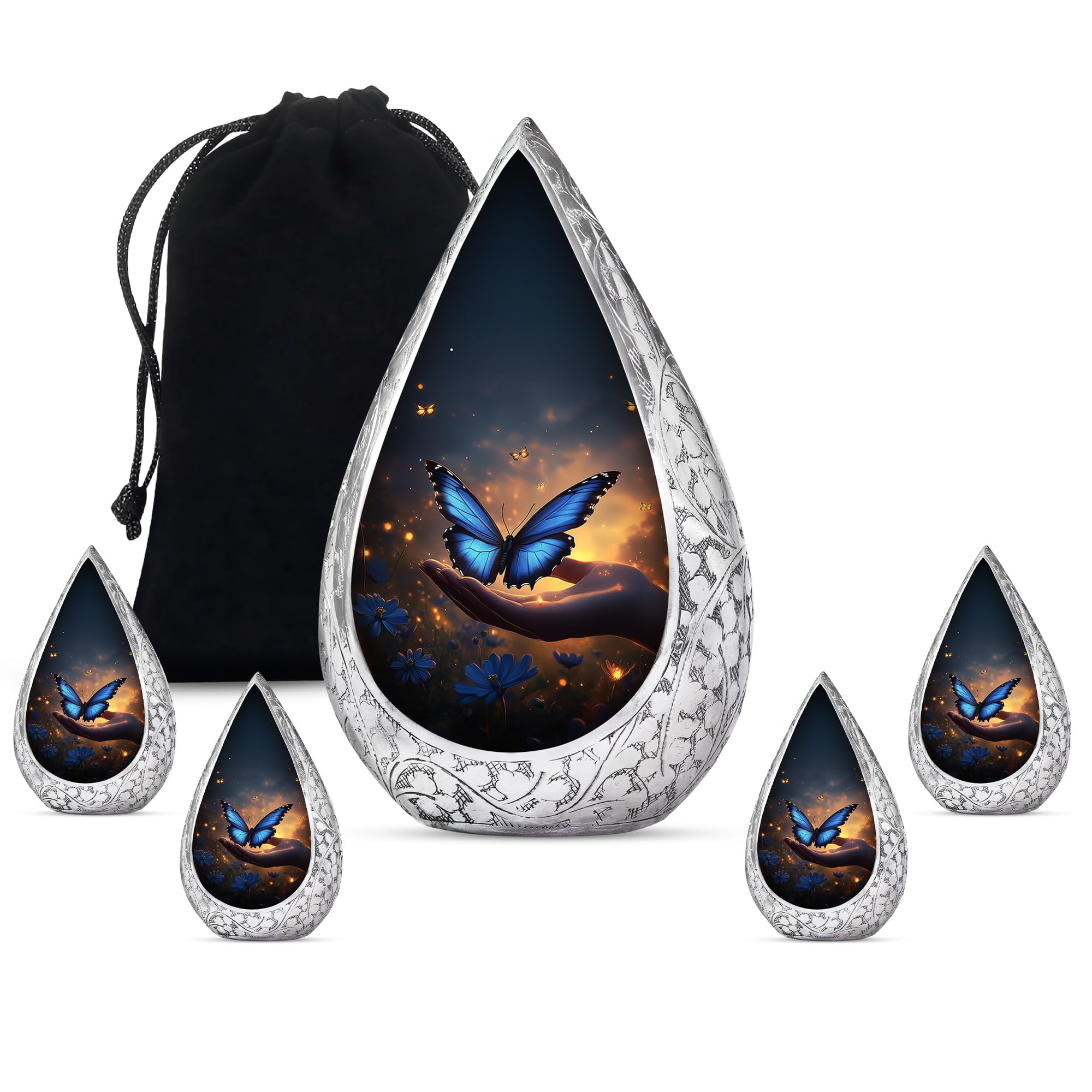 KARYLIZ Blue Butterfly Cremation Urns for Human Ashes – Combo of 5 with ...