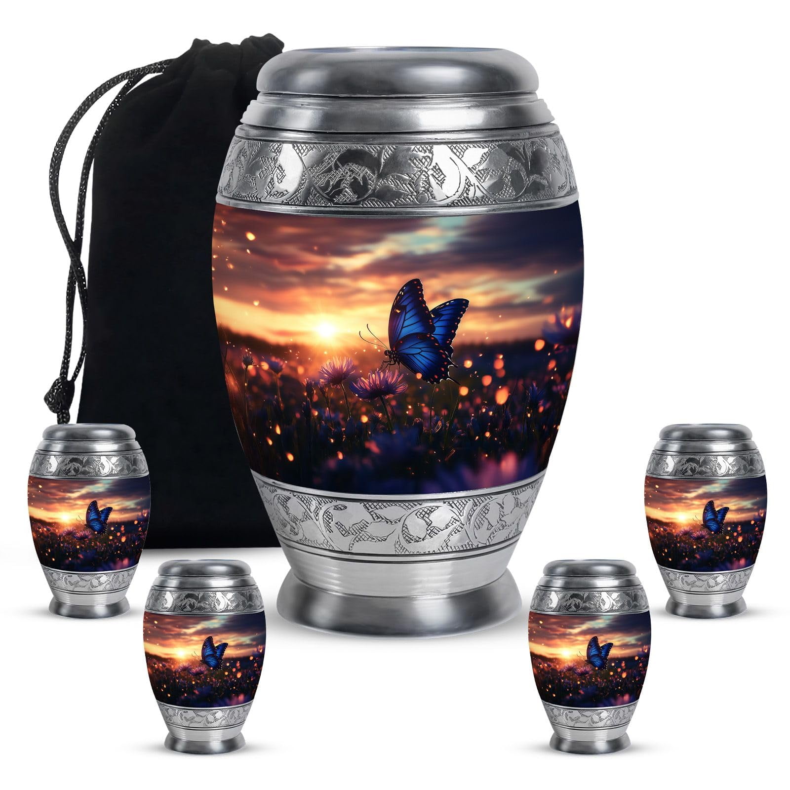 KARYLIZ Blue Butterfly Cremation Urns for Human Ashes – Combo of 5 with ...