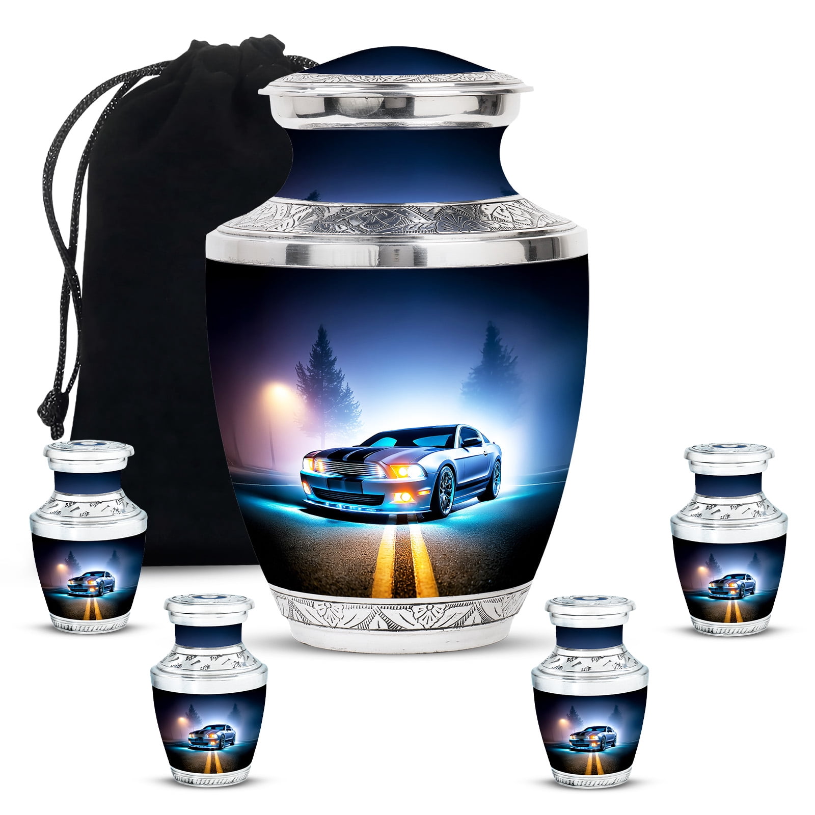 KARYLIZ Blue Car Urns For Human Ashes Adult, Mini Keepsake Cremation ...