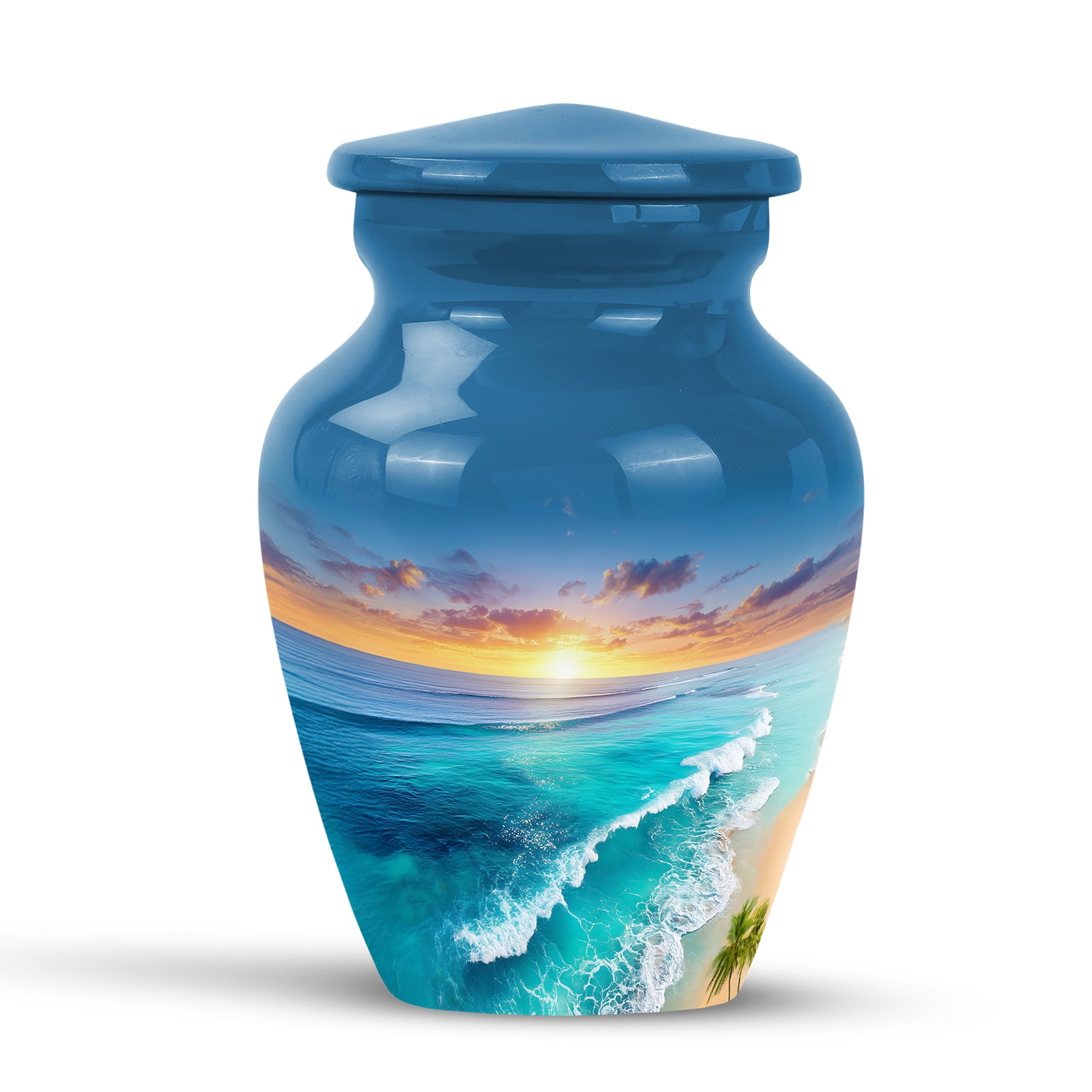KARYLIZ Blue Ocean Beach Sunset Memorial Urn for Male and Female, Ashes ...