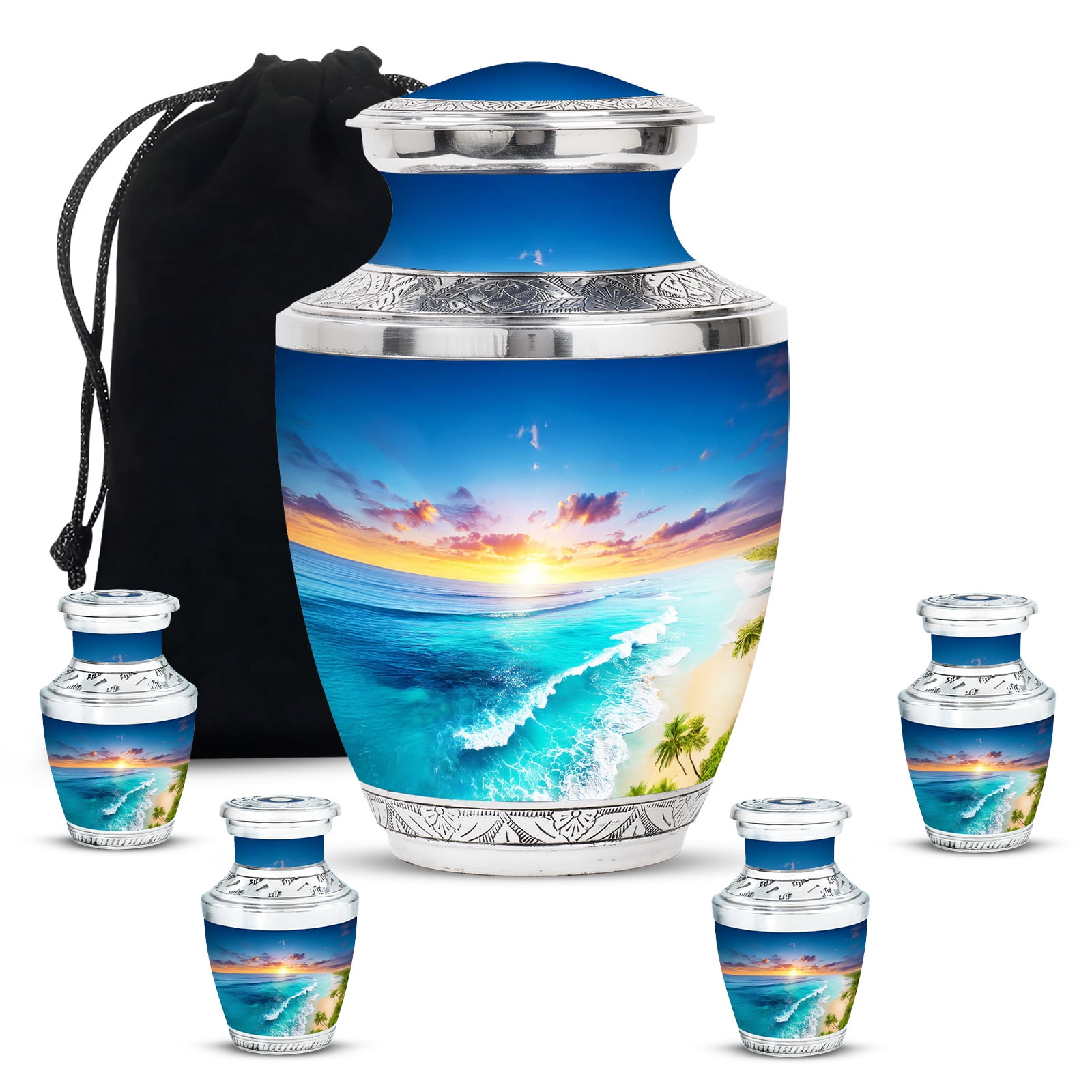 KARYLIZ Blue Ocean Beach Sunset Urns For Human Ashes Adult Man ...