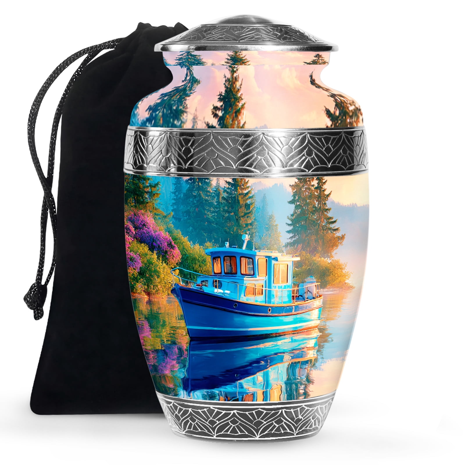 KARYLIZ Boat Urn - Large Decorative Urn For Ashes Adult Male - Blue ...