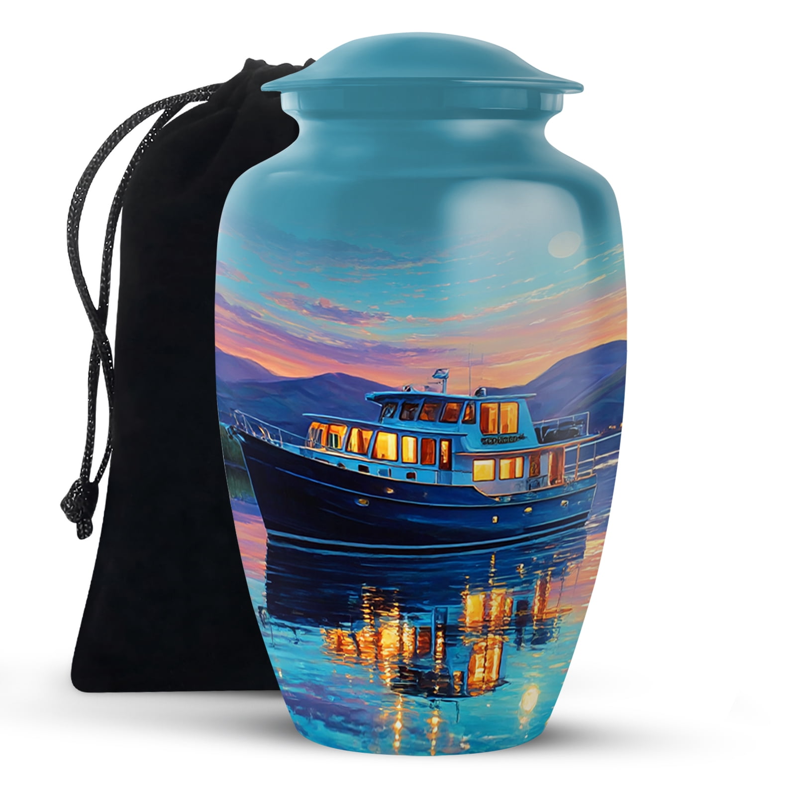 KARYLIZ Boat Urn for Ashes Adult Male - Large Blue Funeral Urn For ...