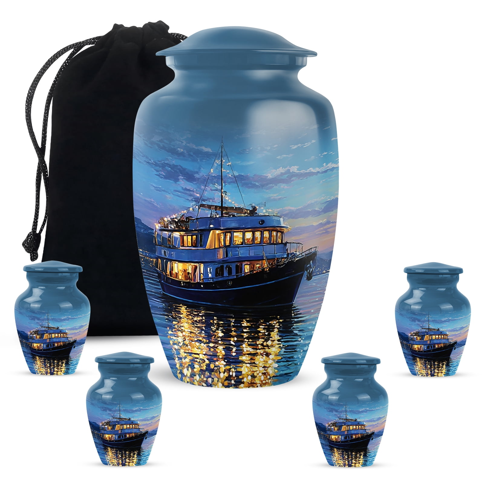 KARYLIZ Boat Urns for Human Ashes - Blue Large Urn For Ashes Adult Male ...