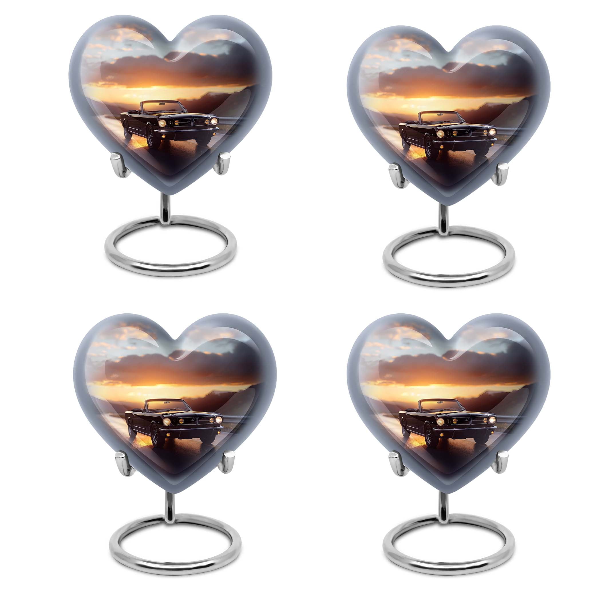 KARYLIZ Car Heart Urn - 3 Inch, Pack of 4 Mini Keepsakes - Midnight ...