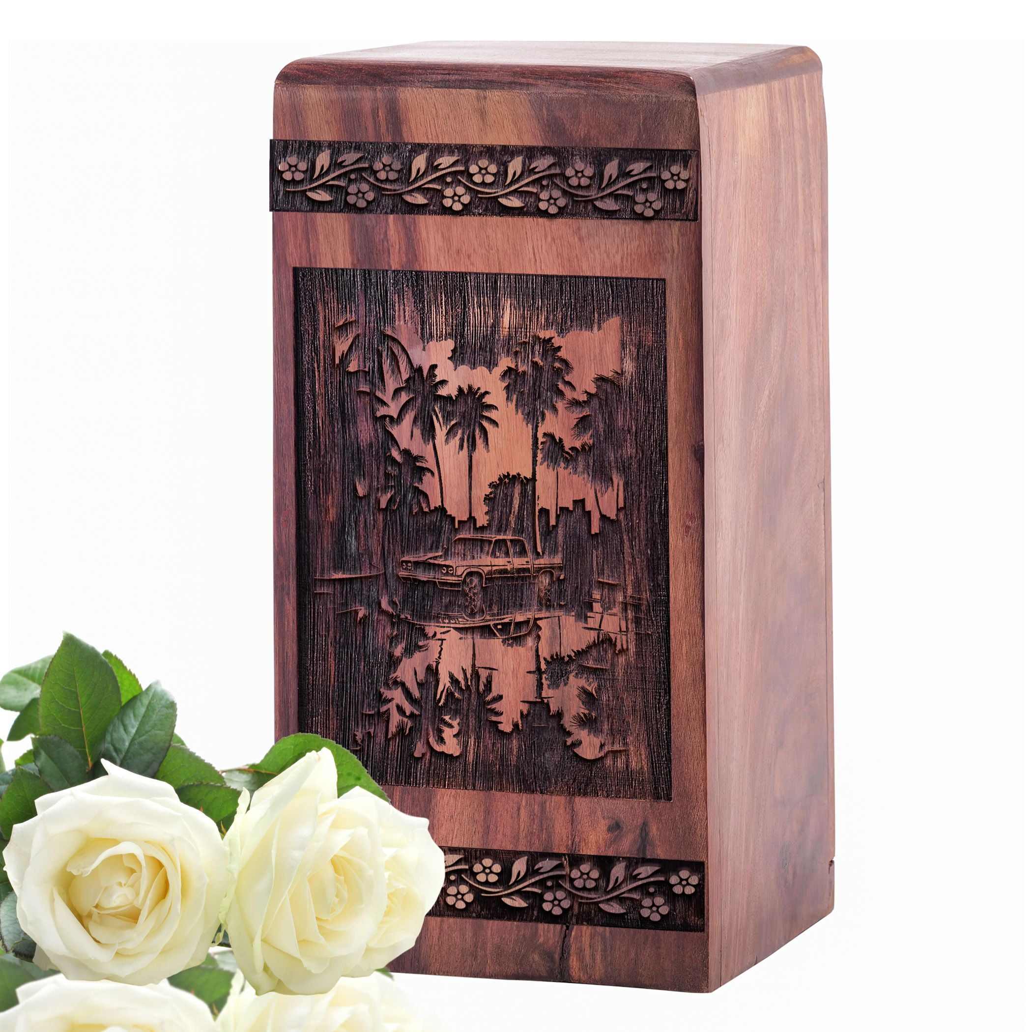 KARYLIZ Car Wooden Urn For Human Ashes Adult Male - Large Funeral Urns ...