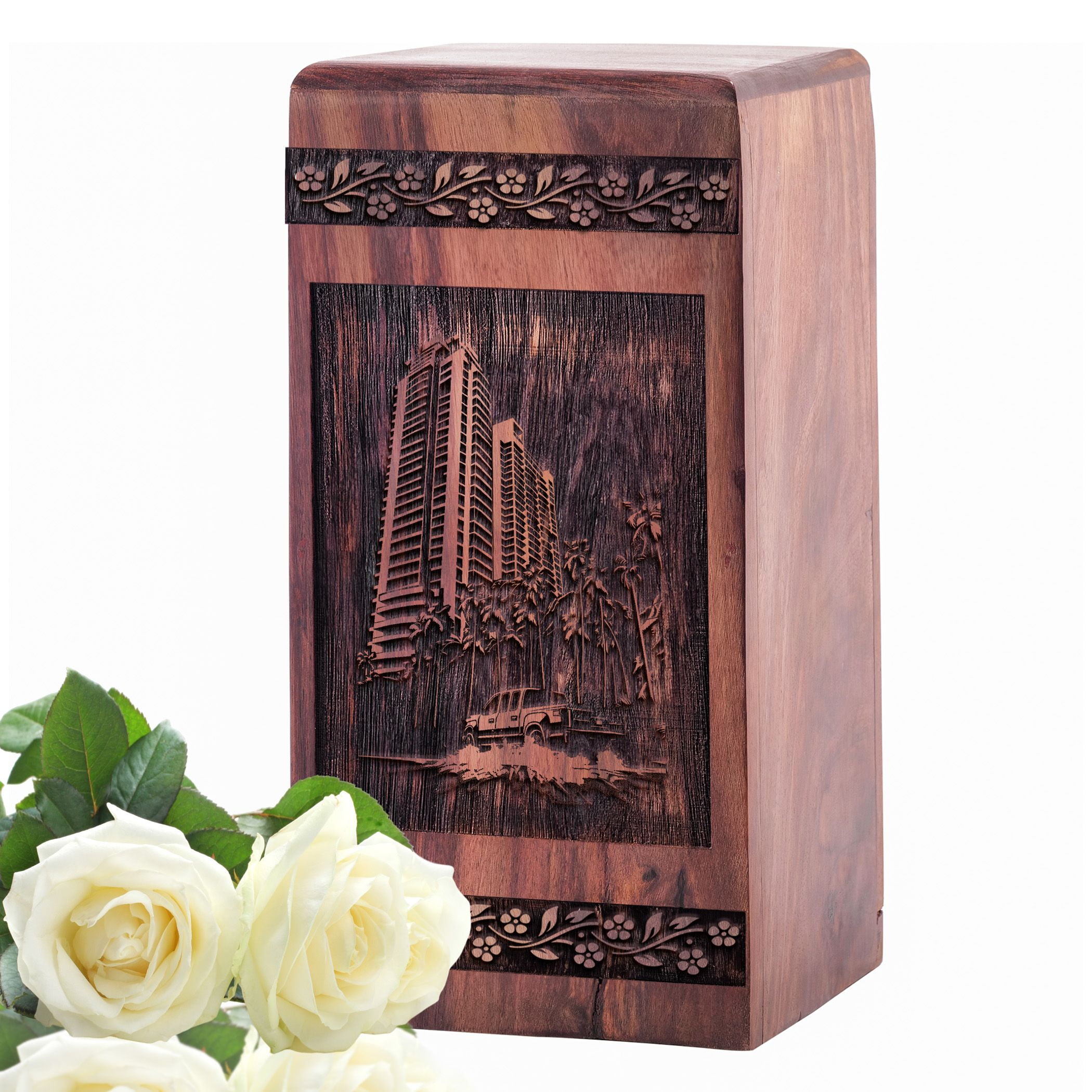 KARYLIZ Car Wooden Urn For Human Ashes Adult Male - Large Funeral Urns ...