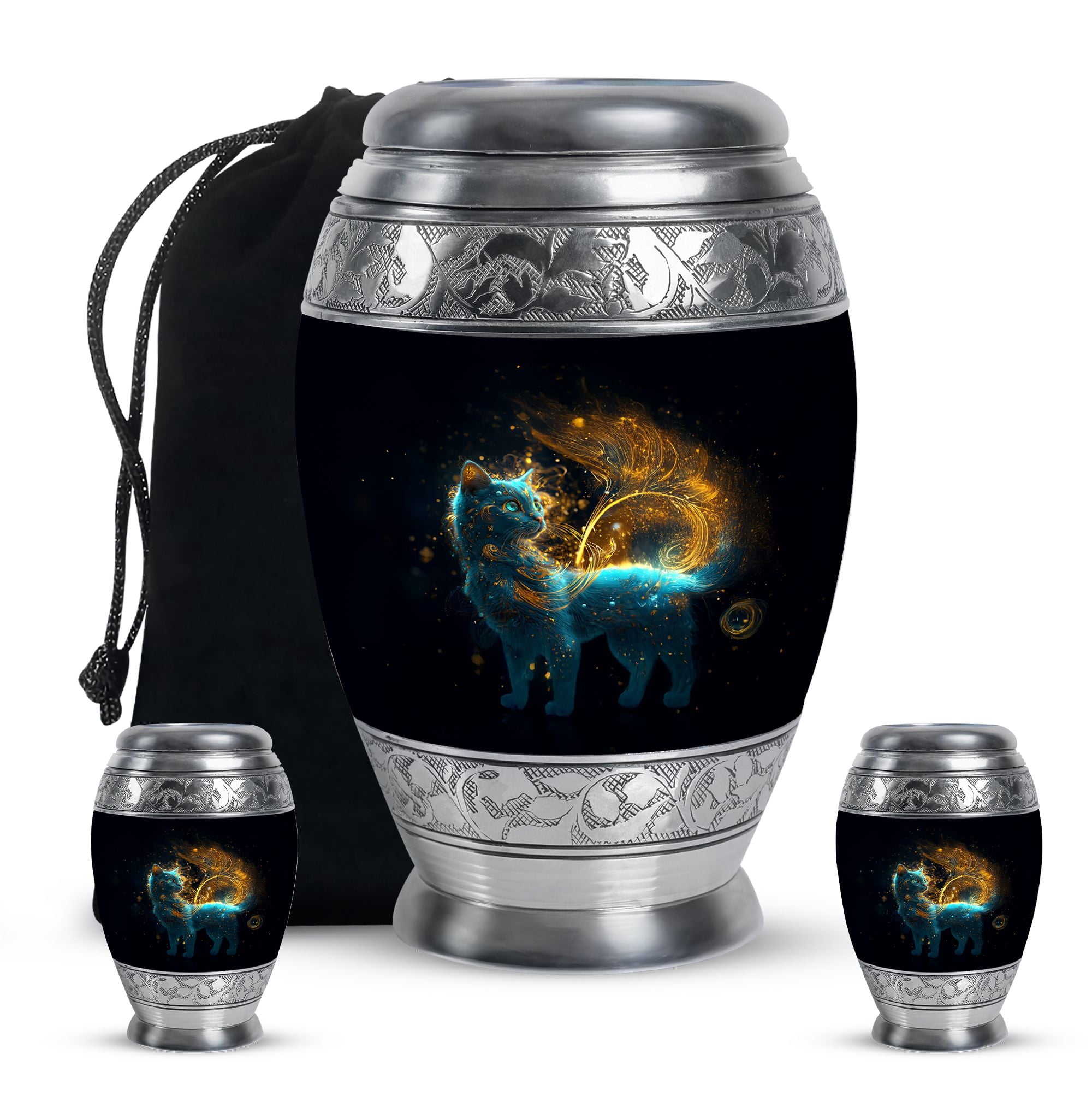 KARYLIZ Cat Cremation Boxes for Human Ashes - Black Funeral Decorative ...