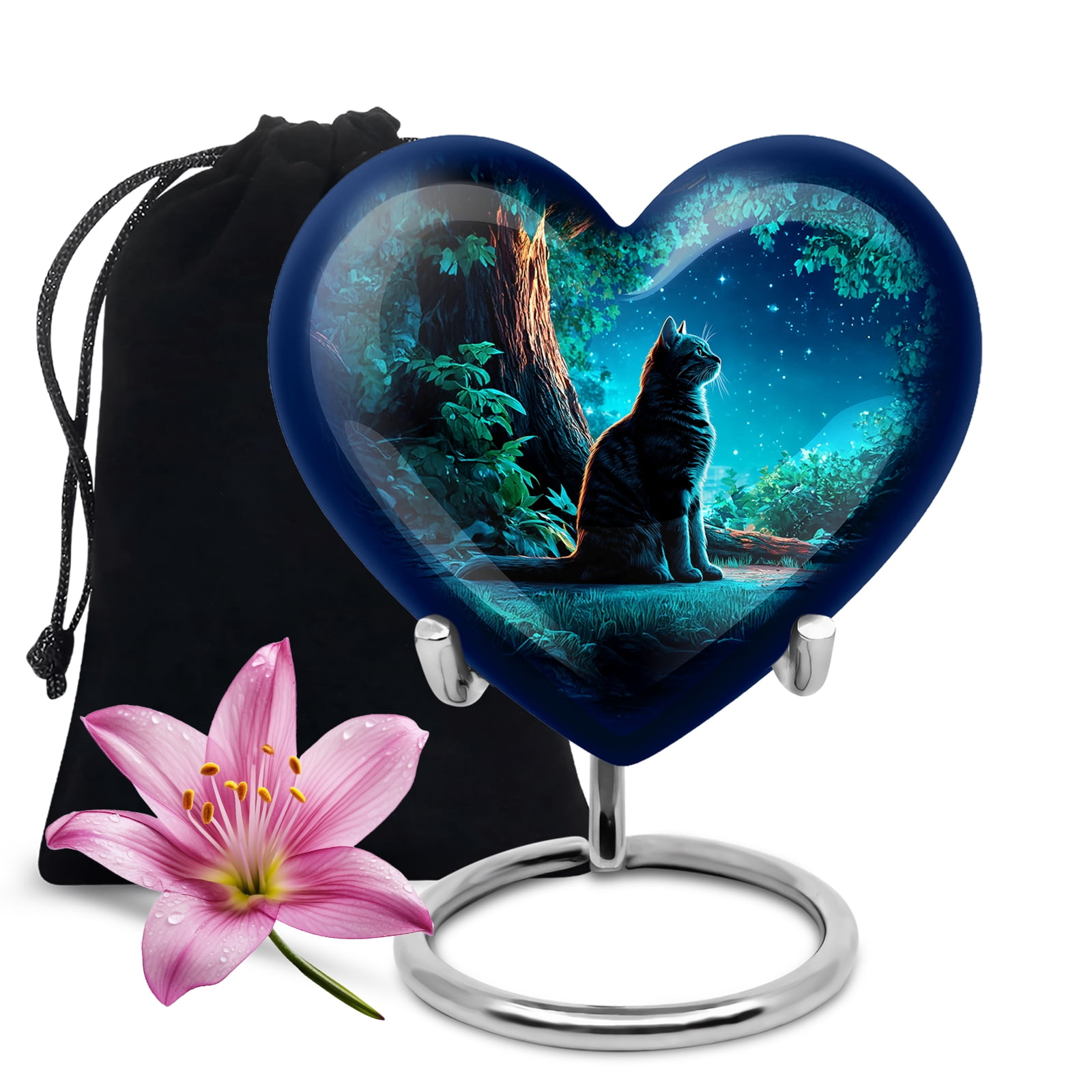 KARYLIZ Cat Heart Shaped Urns For Human Ashes Adult Man - Blue Memorial ...